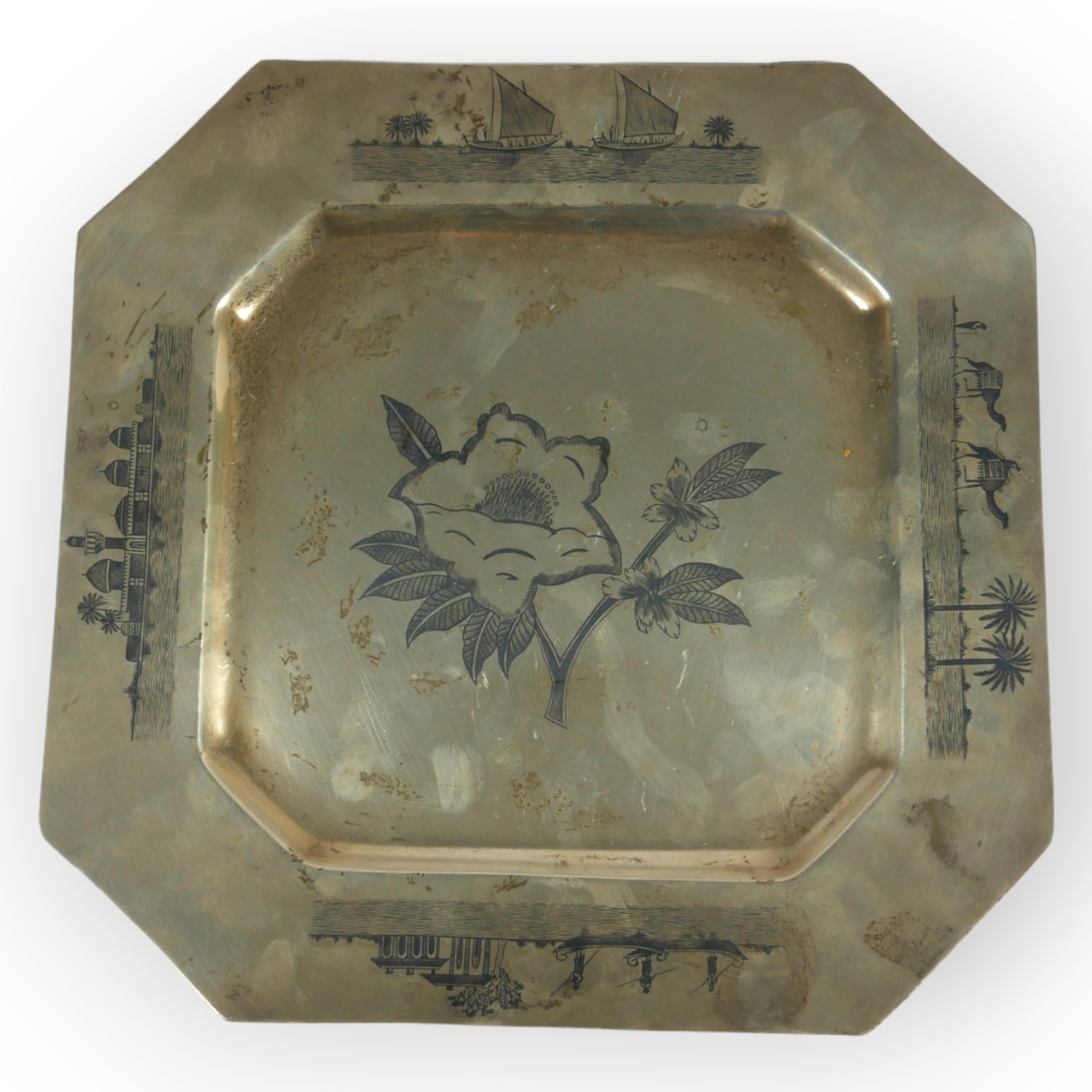 A LARGE MID 20TH CENTURY IRAQI/IRANIAN SILVER NIELLO SQUARE ...