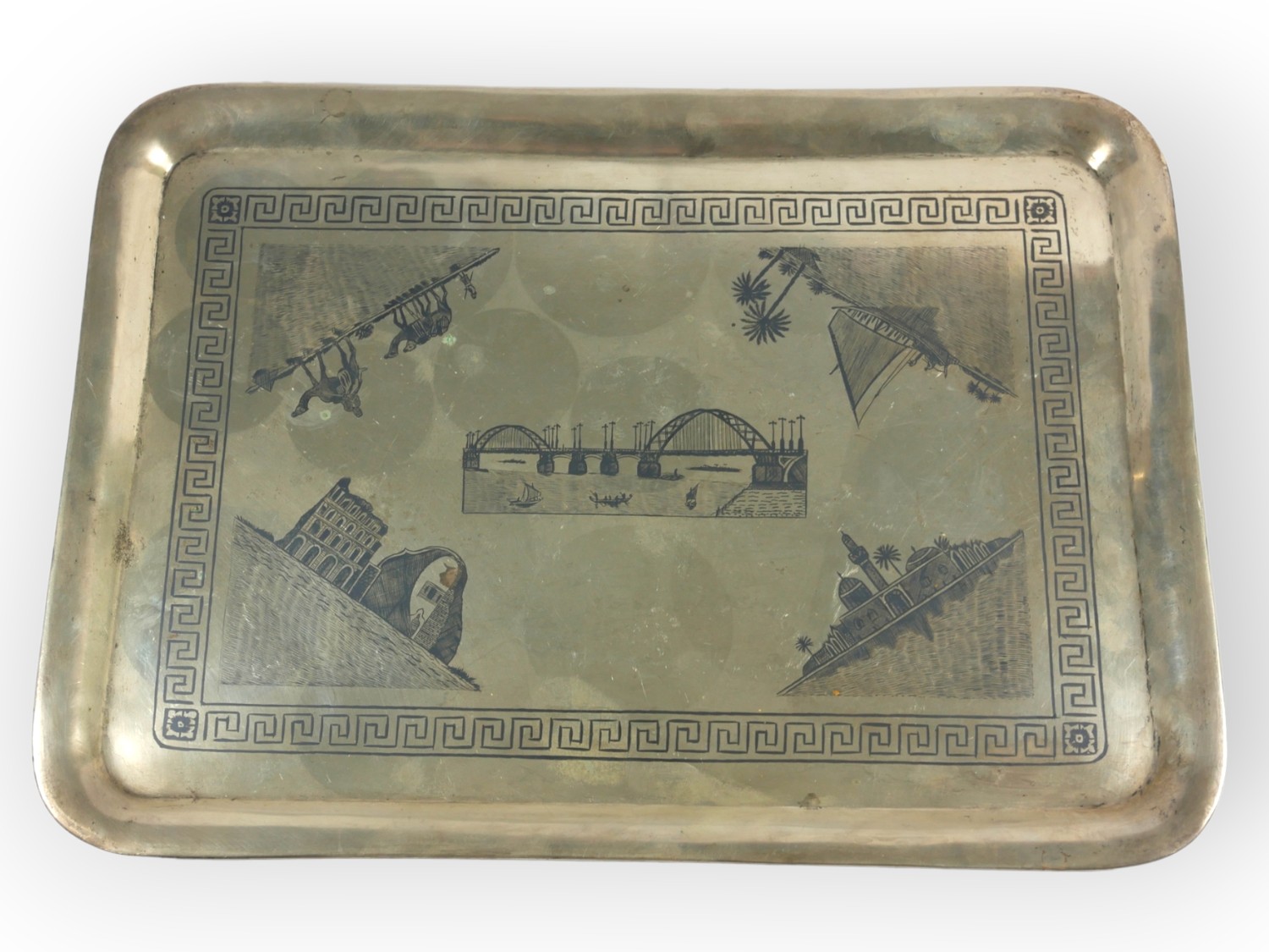 A LARGE MID 20TH CENTURY IRAQI/IRANIAN SILVER NIELLO SERVING ...