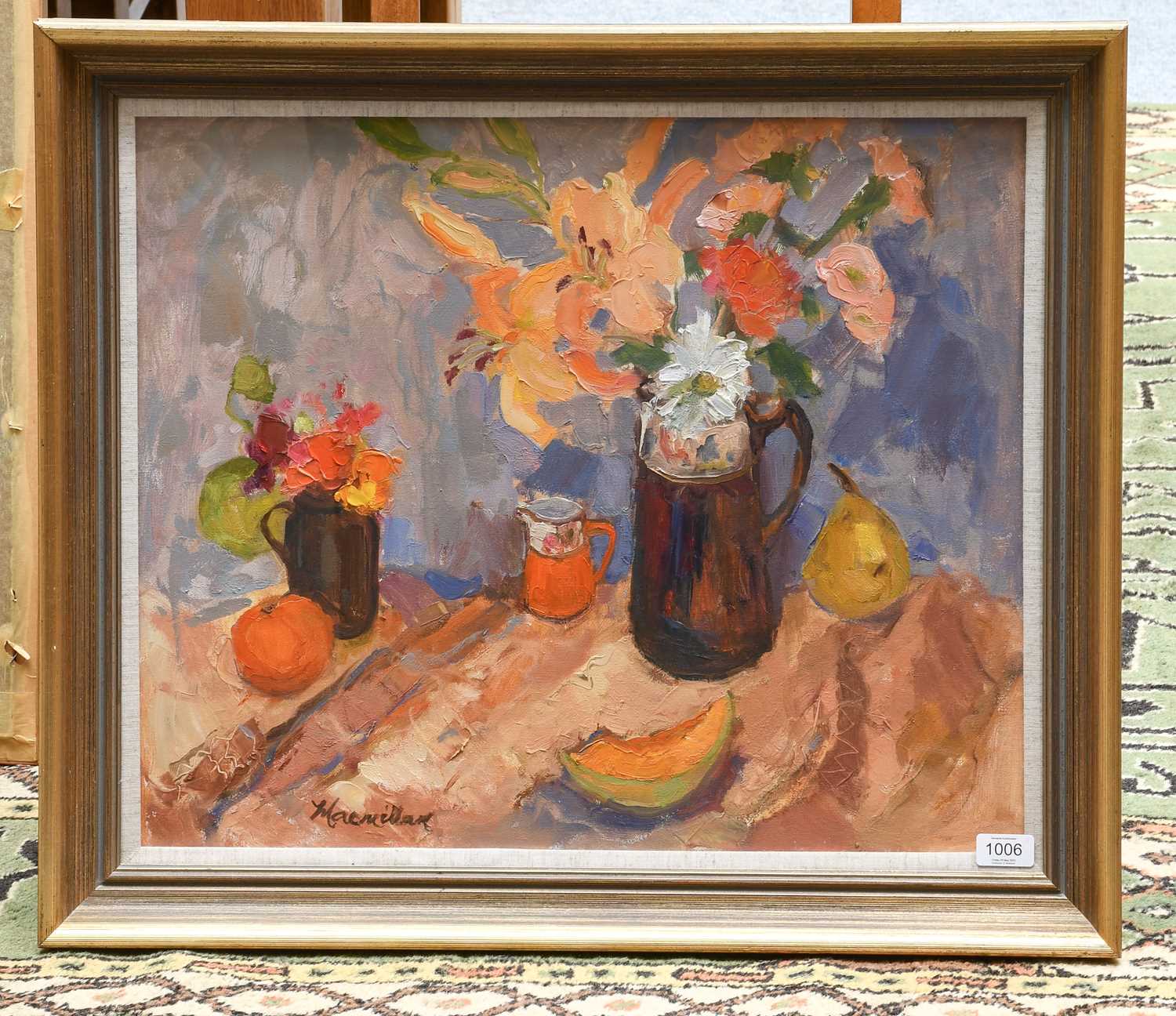 Sheila MacMillan DA PAI (1928-2018) Scottish Still life of Lilies in a ...