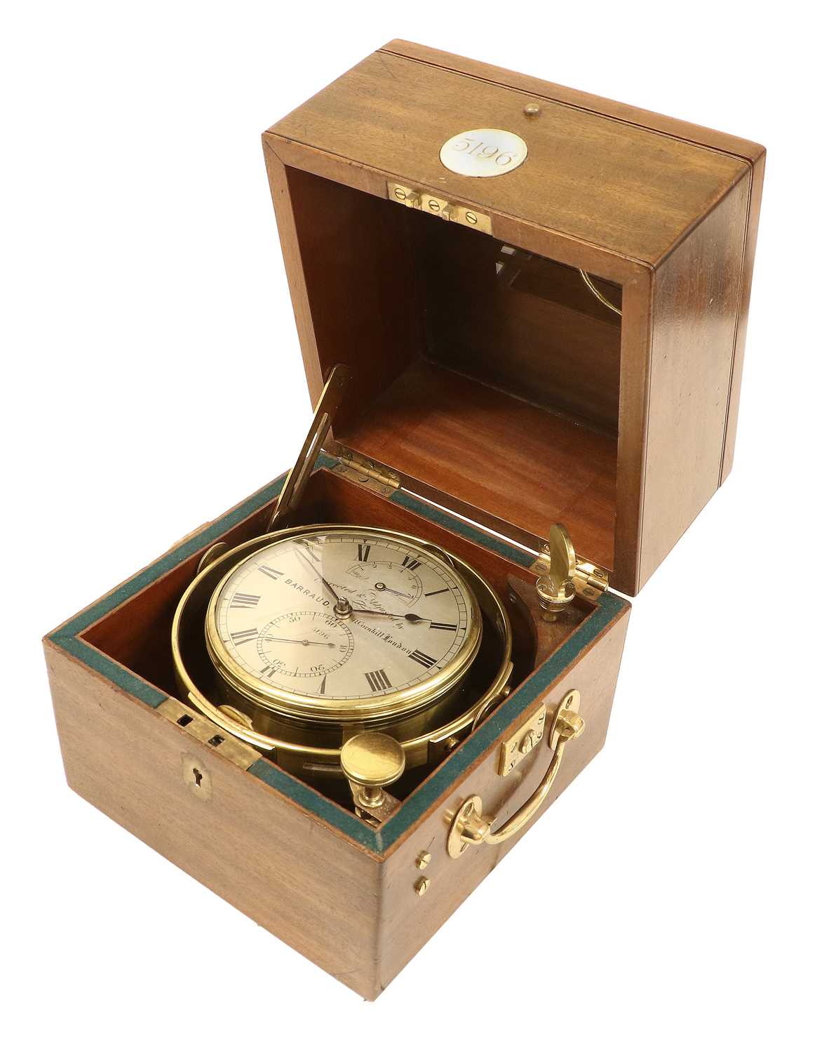 A Mahogany Eight Day Marine Chronometer, signed Barraud, 41 Cornhill ...