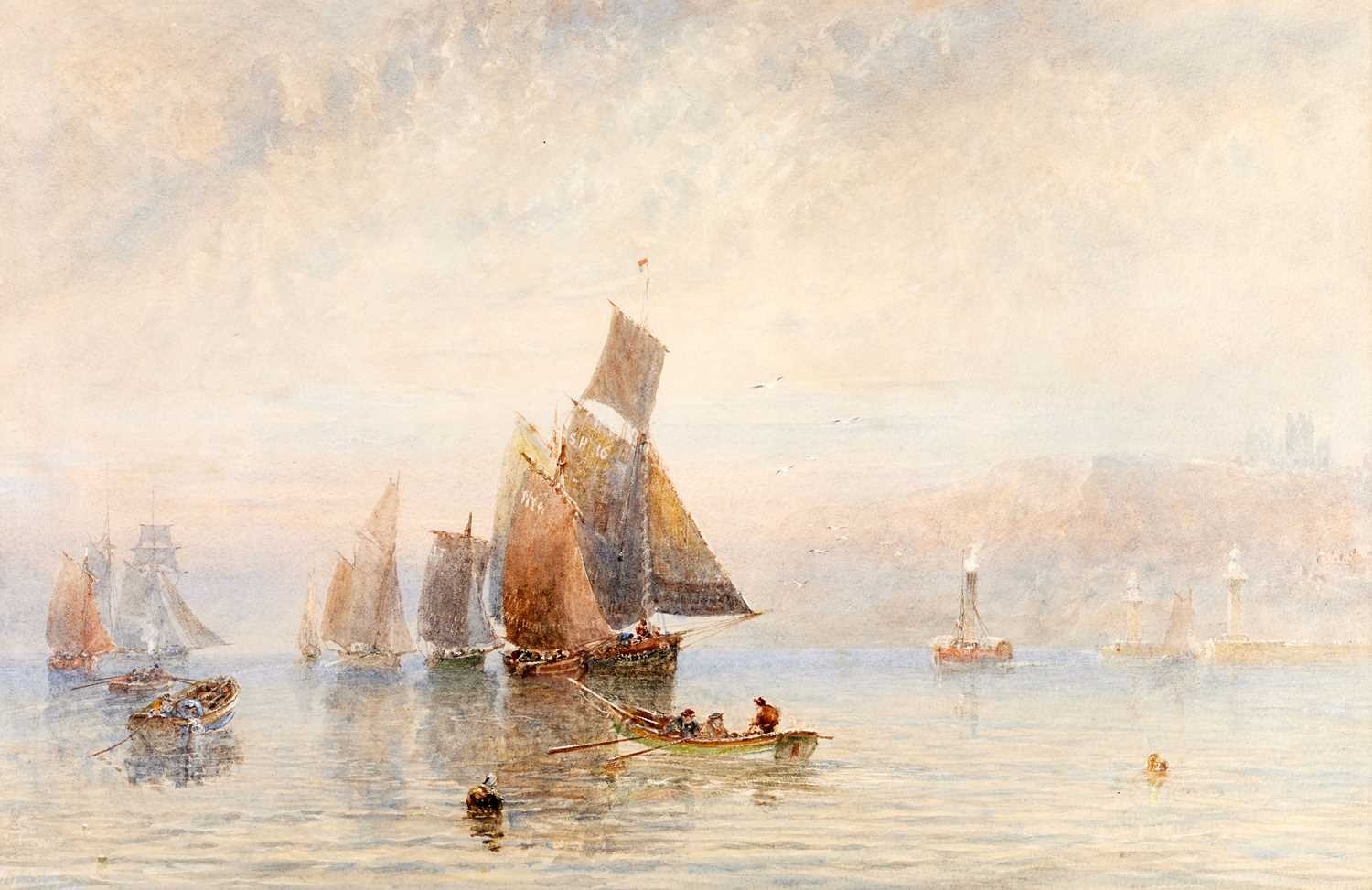 George Weatherill (1810-1890)"Nearing Whitby Harbour"Signed ...