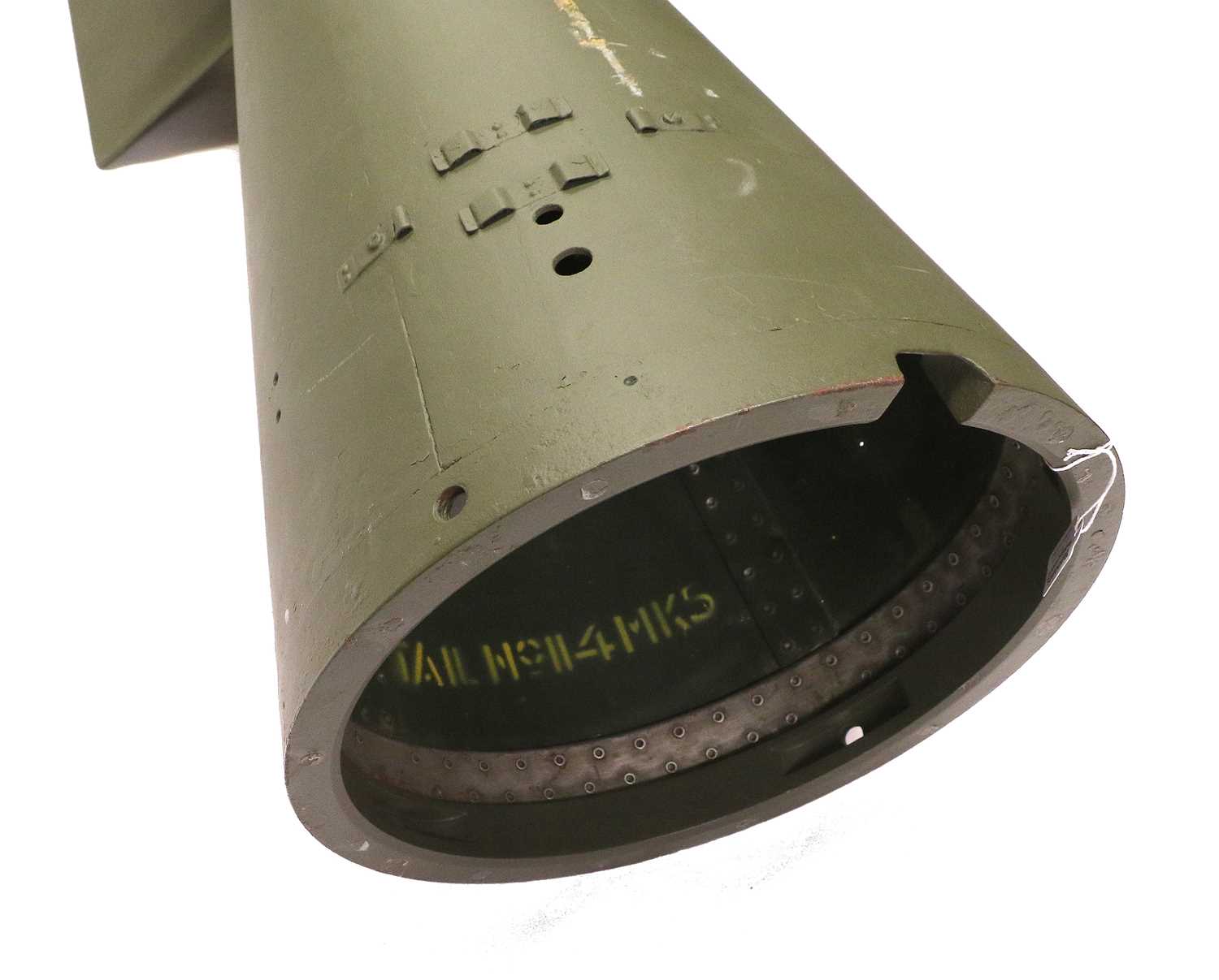 The Tail Section of an RAF 1000lb Bomb, finished in green, the interior ...
