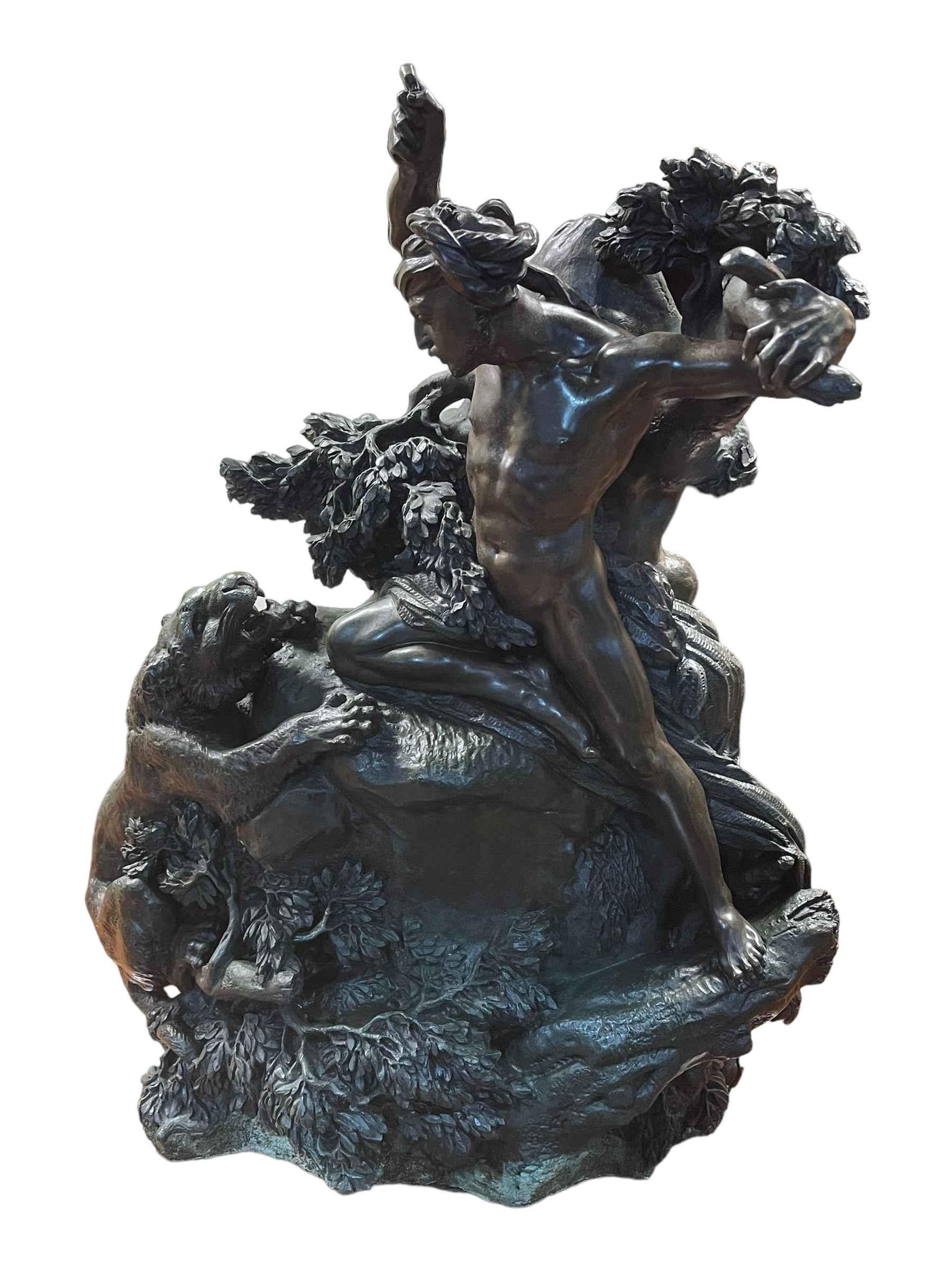 After Jacques Auguste Fauginet sculpture of African Hunter and Lioness ...