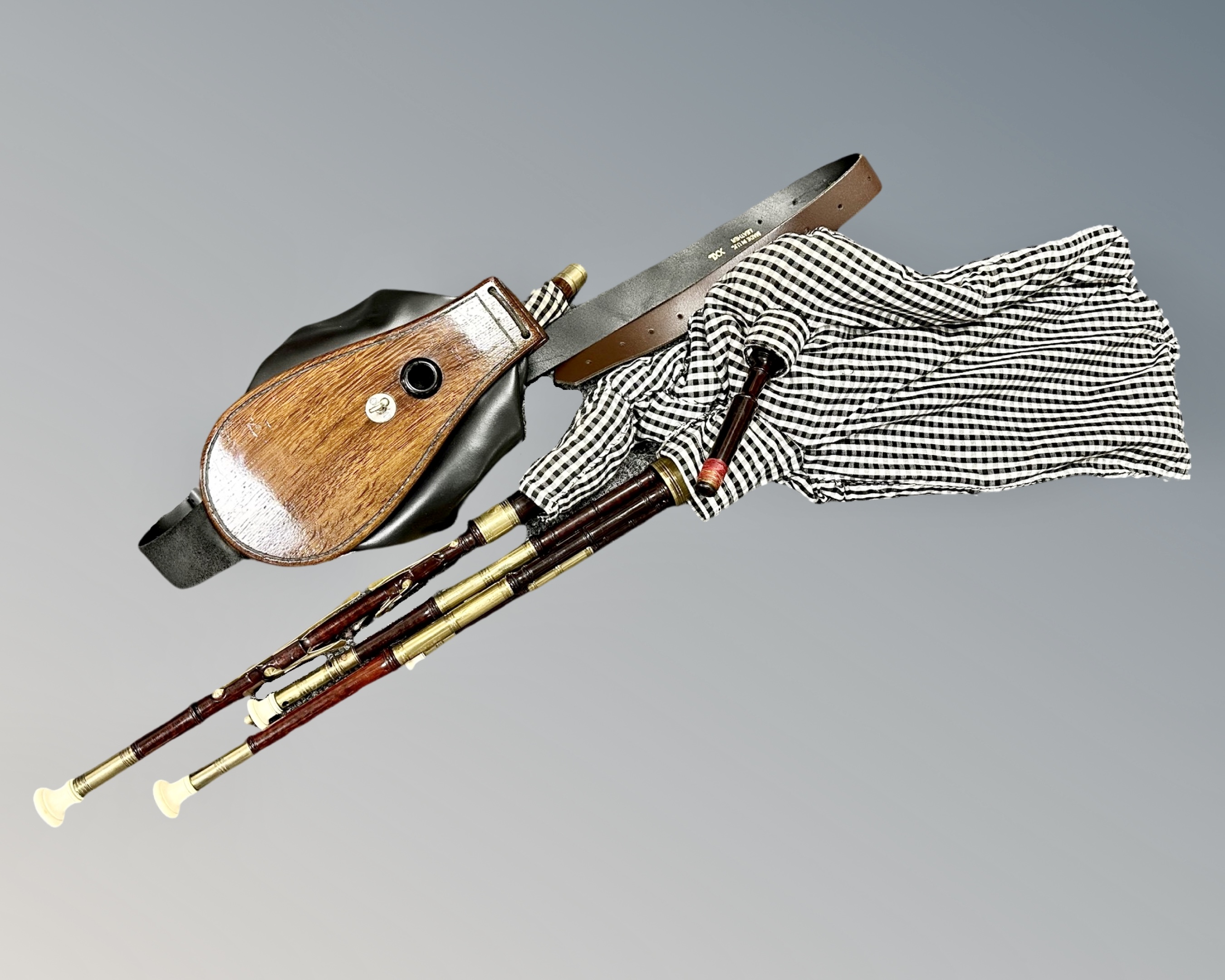 A set of Northumbrian smallpipes by Colin Ross, with chanter and drones ...