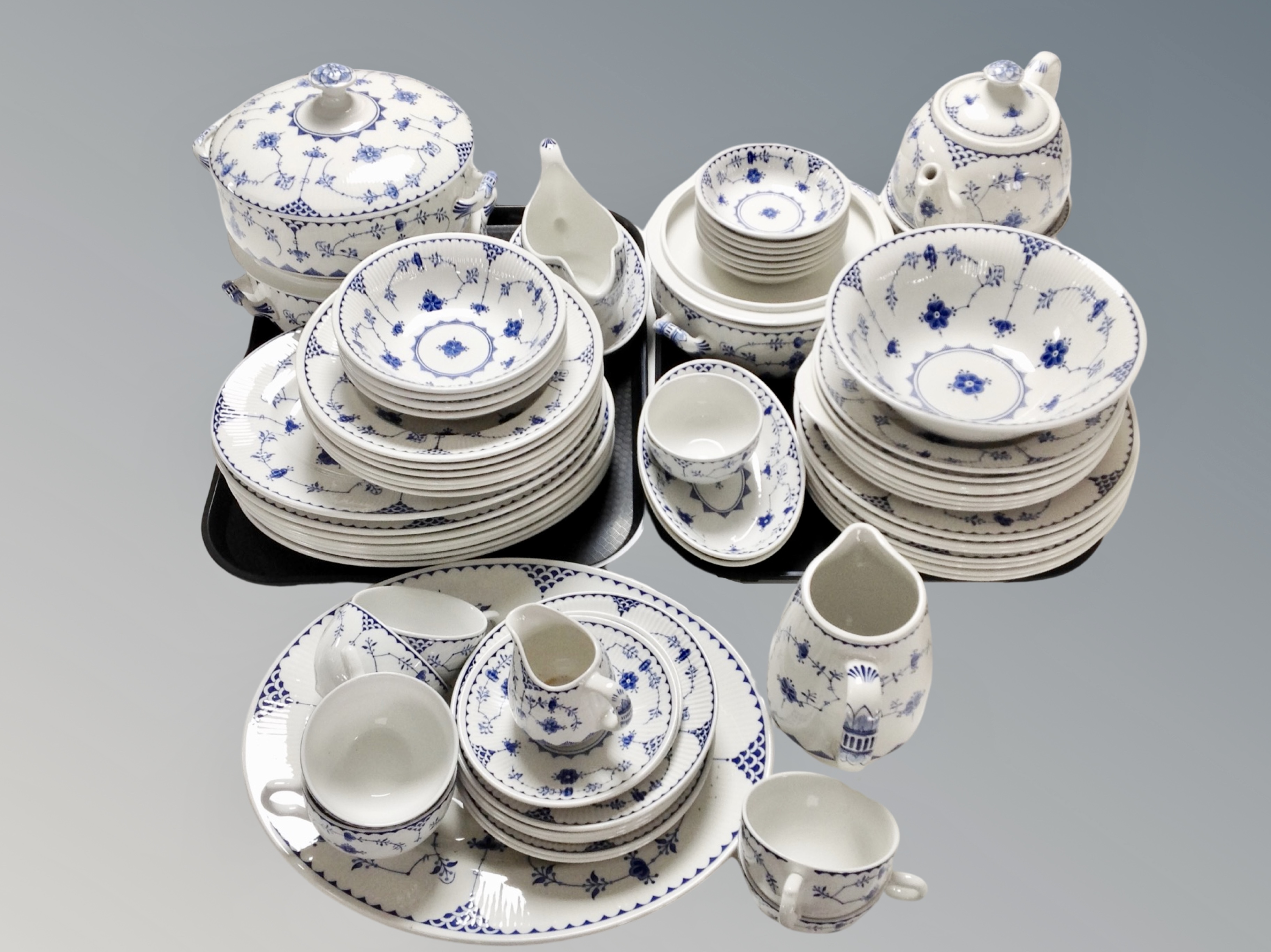 Approximately sixty eight pieces of Masons Denmark blue and white tea ...
