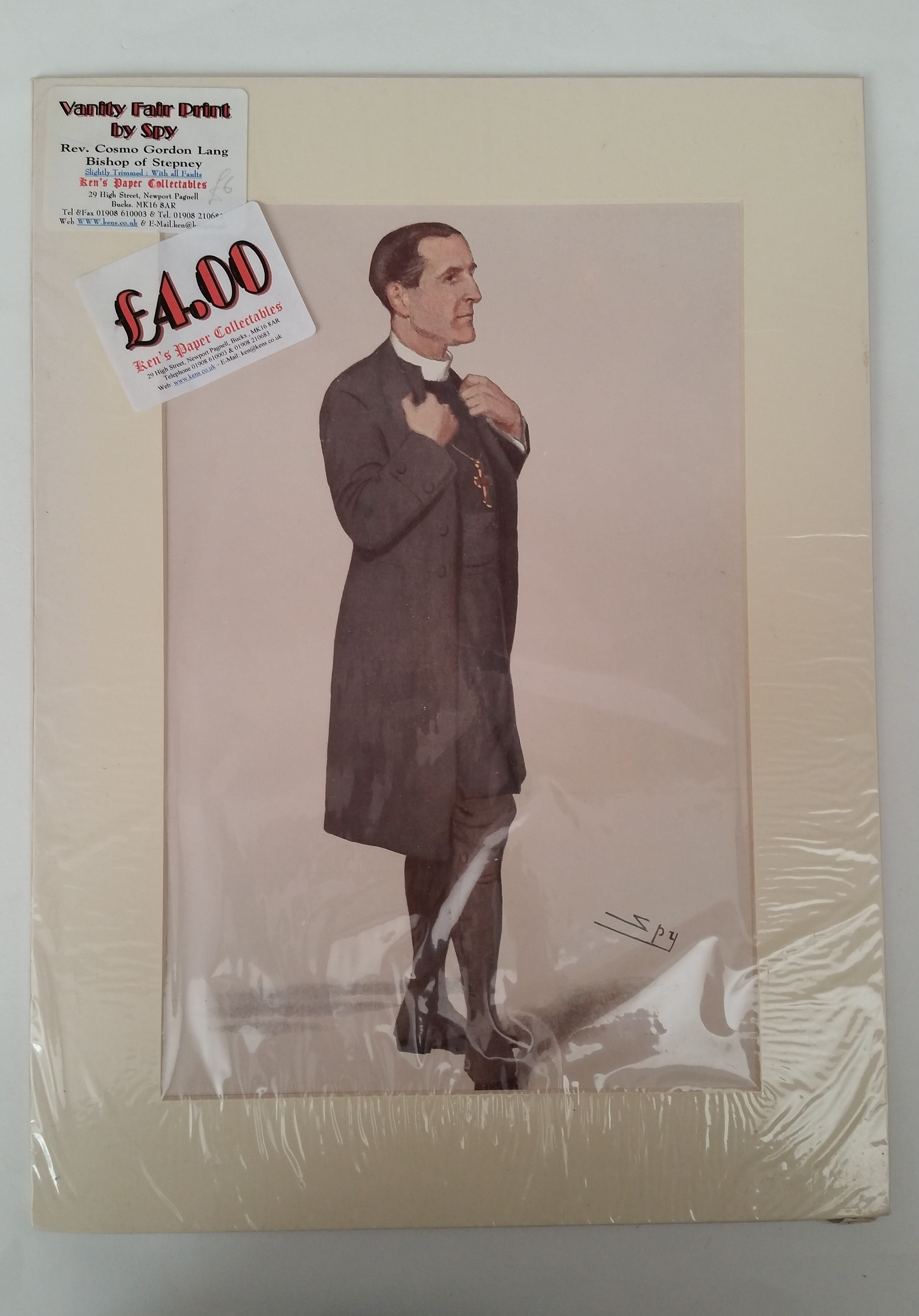 EPHEMERA, Vanity Fair Prints, inc. Rev. Cosmo Gordon Lang Bishop of ...