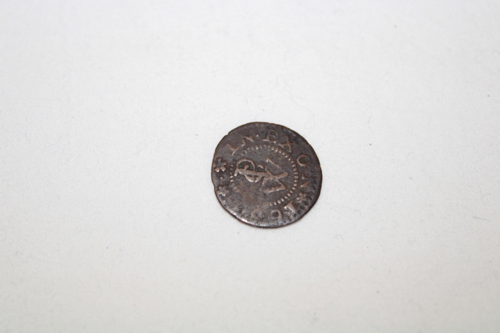 A 1661 bronze hammered token for Will Coplestone of Exeter