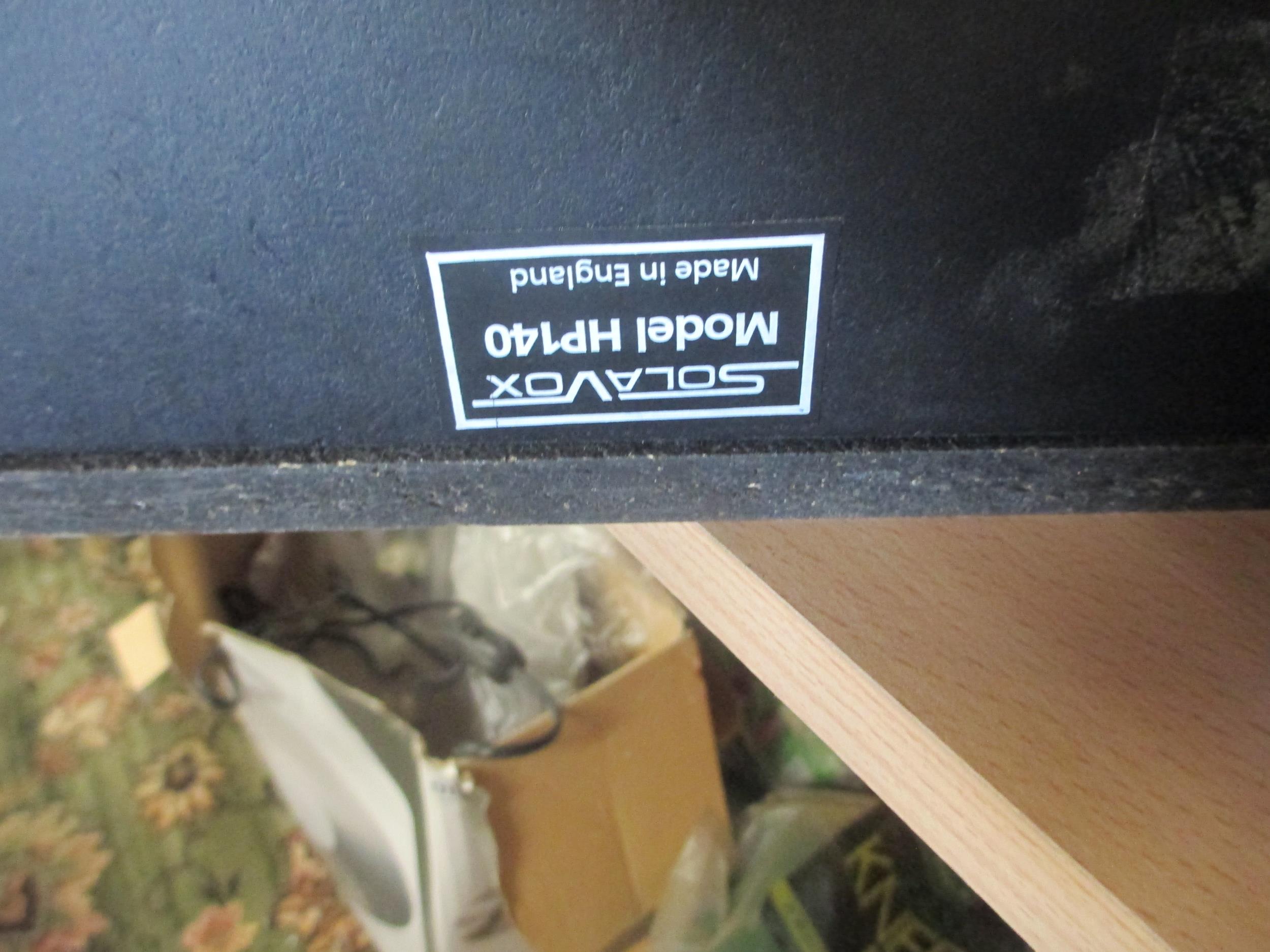 A pair of Solavox HP140 speakers