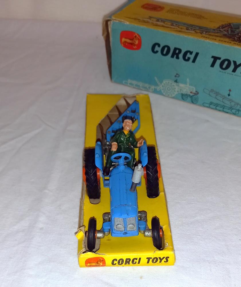 Corgi gift set no 13 Fordson Power Major tractor and a four furrow plough