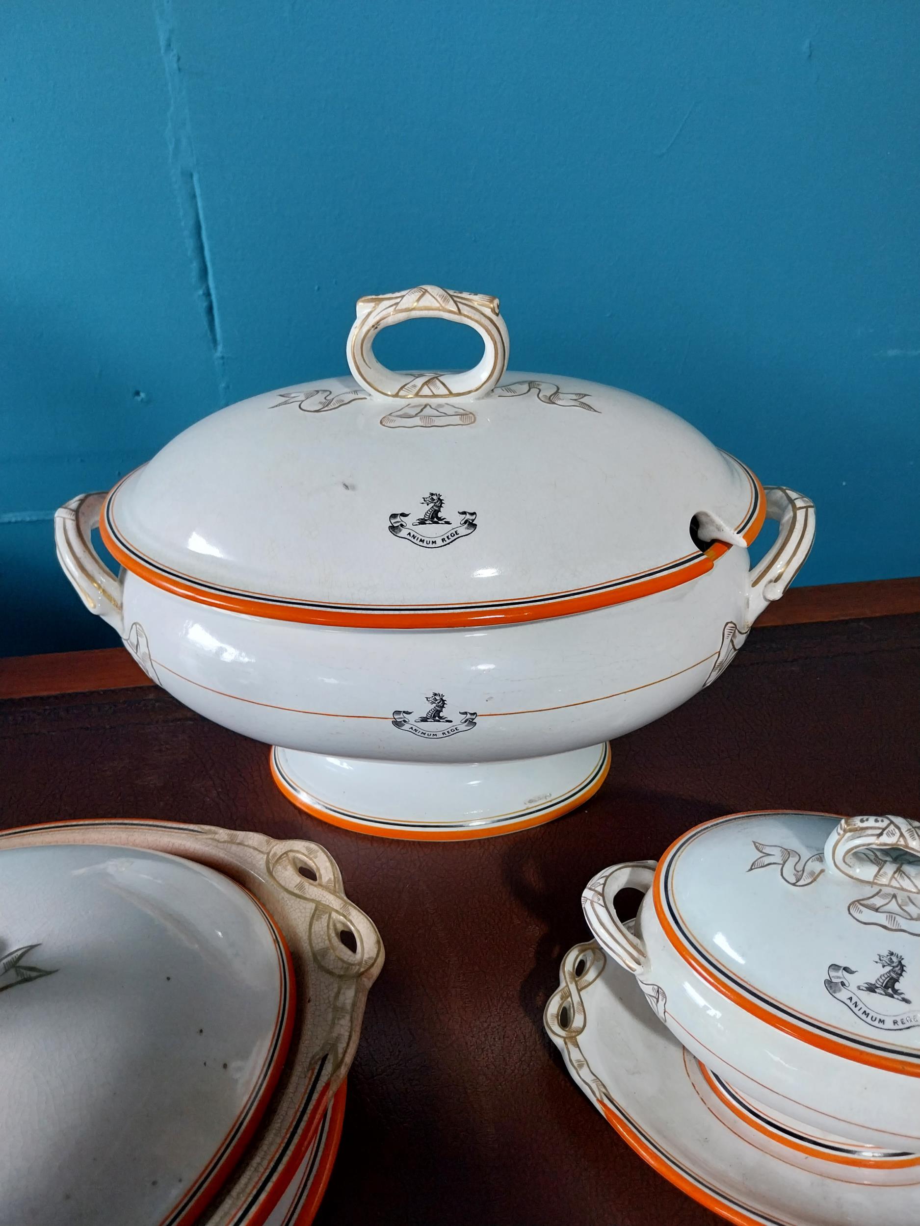 Three first period Belleek lidded tureens and two oval plates with the ...