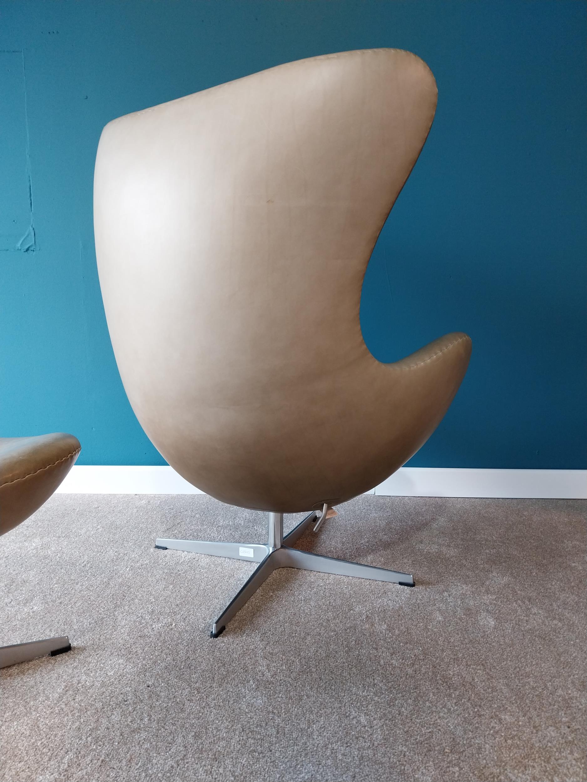 Retro hand dyed leather Egg chair and matching stool. { 107cm H X 86cm ...