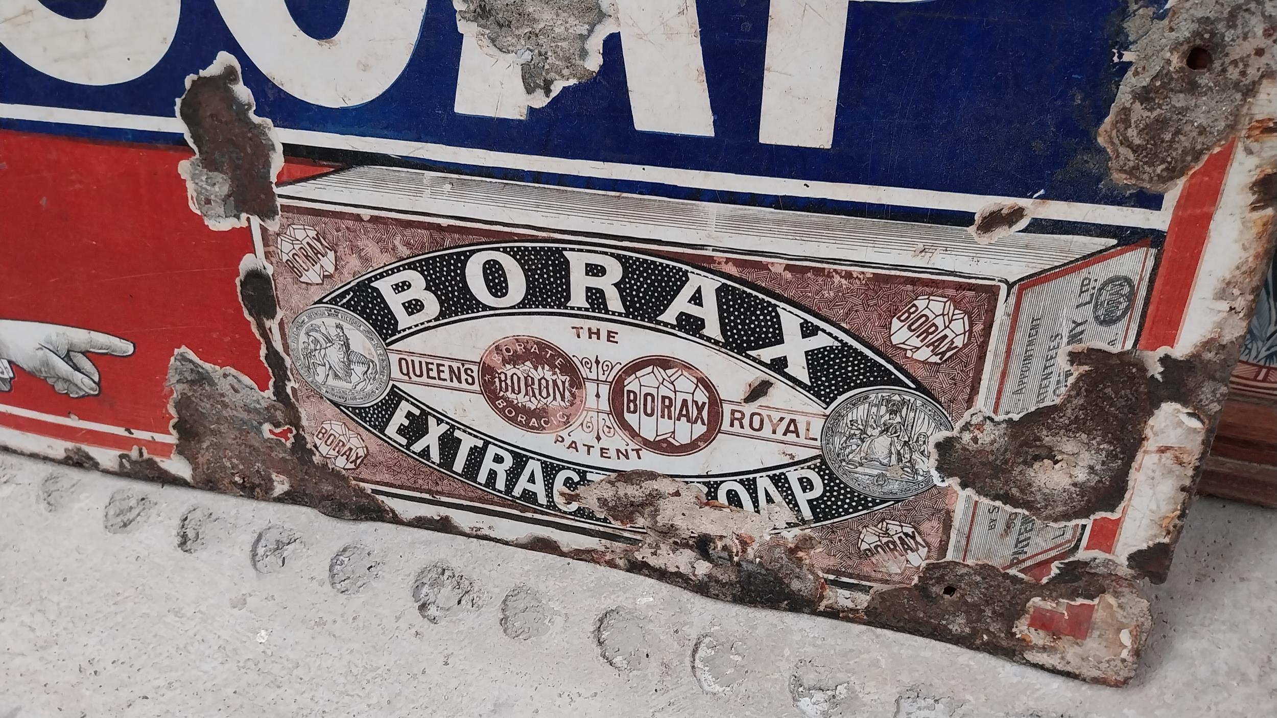 Borax Extract of Soap enamel advertising sign. {51 cm H x 153 cm W}.