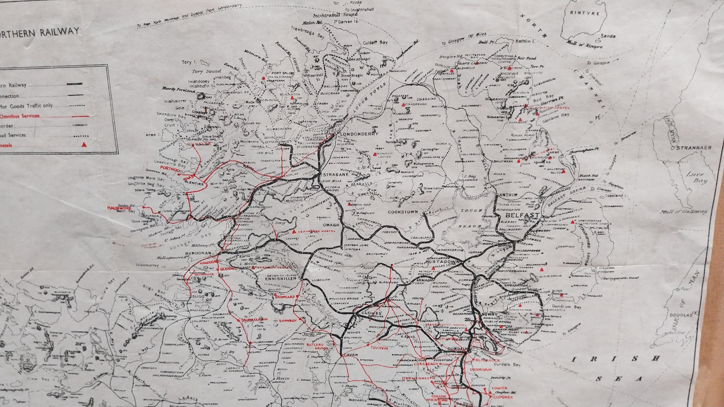 GNR railway map. {28 cm H x 42 cm W}.