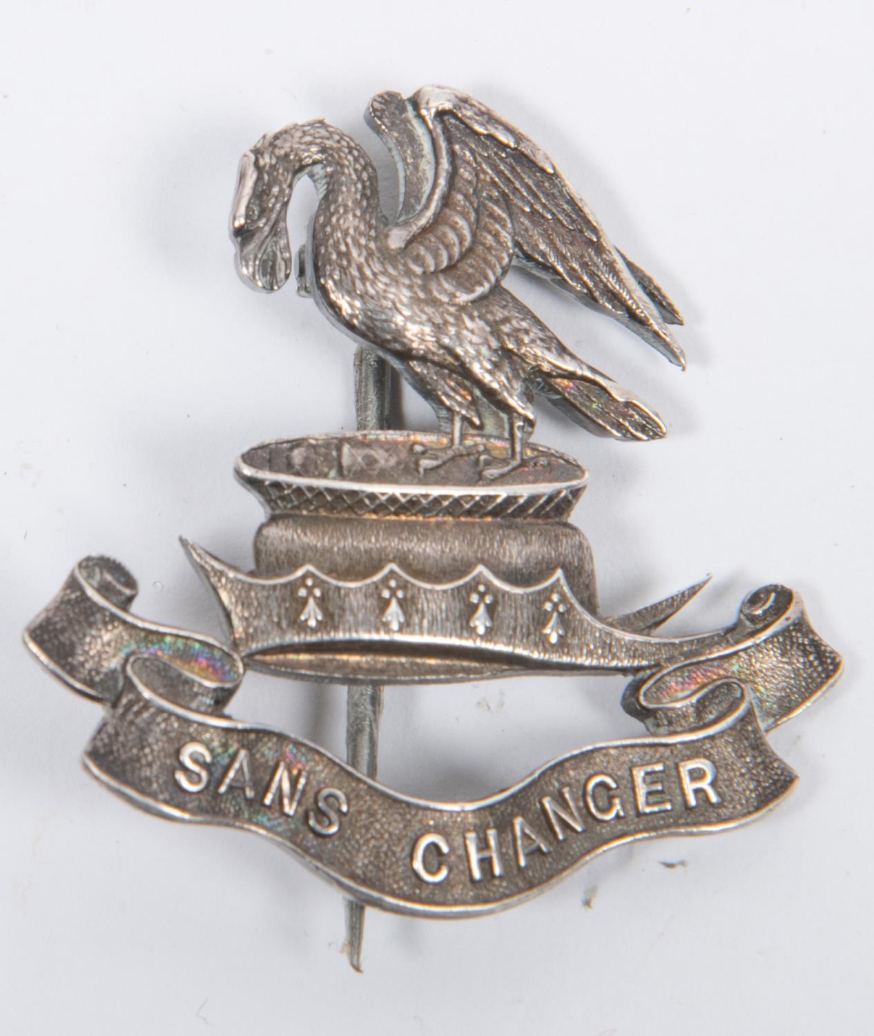 WWI Liverpool Pals silver cap badge, with maker's mark "E&C", London ...