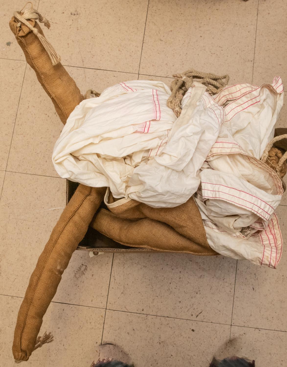 A rare WWII Parachutists deception dummy complete with parachute, made ...