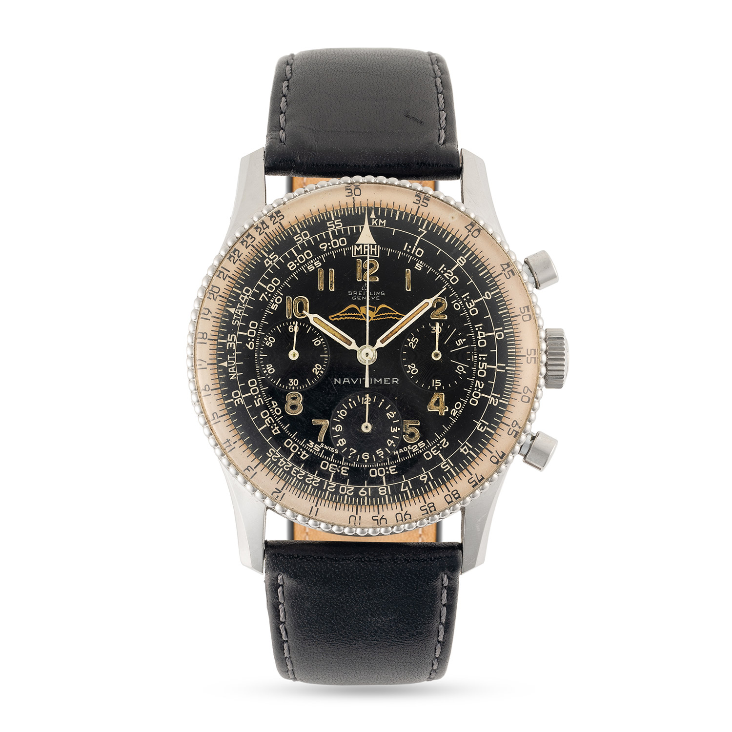 A RARE GENTLEMAN'S SIZE STAINLESS STEEL BREITLING NAVITIMER AOPA ...