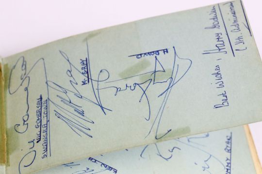 A collection of Cricket and Football autographs contained within two ...