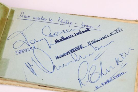 A collection of Cricket and Football autographs contained within two ...