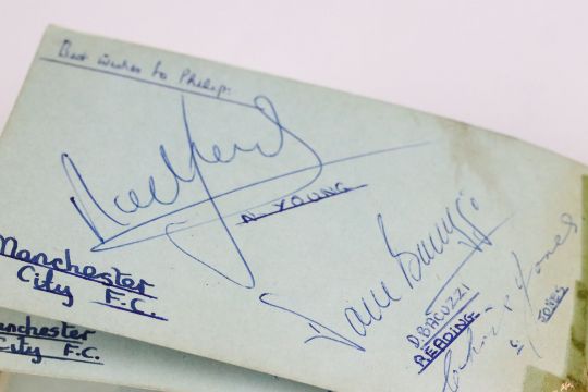 A collection of Cricket and Football autographs contained within two ...