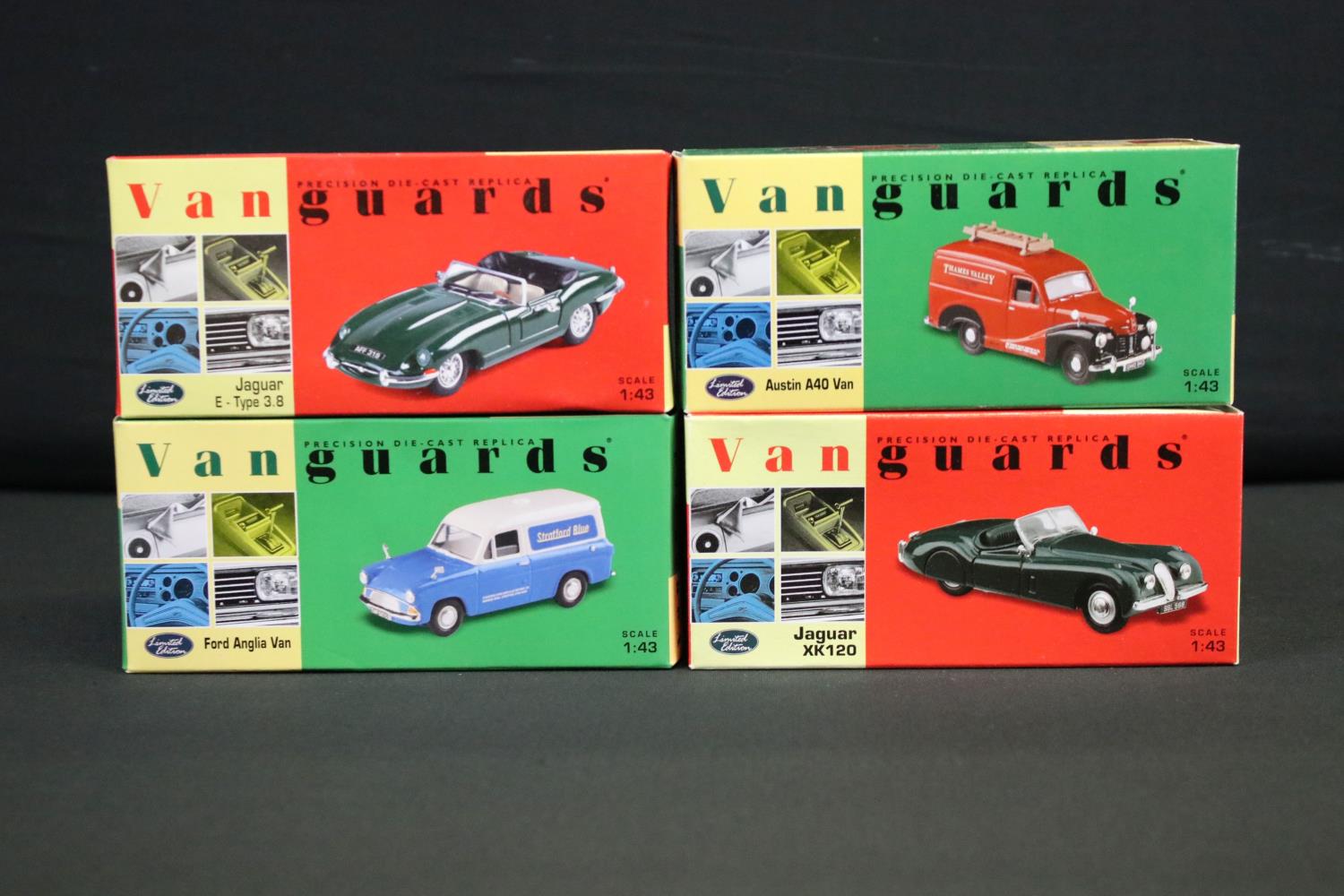 Nine boxed / cased Vanguards 1:43 scale diecast models to include ...
