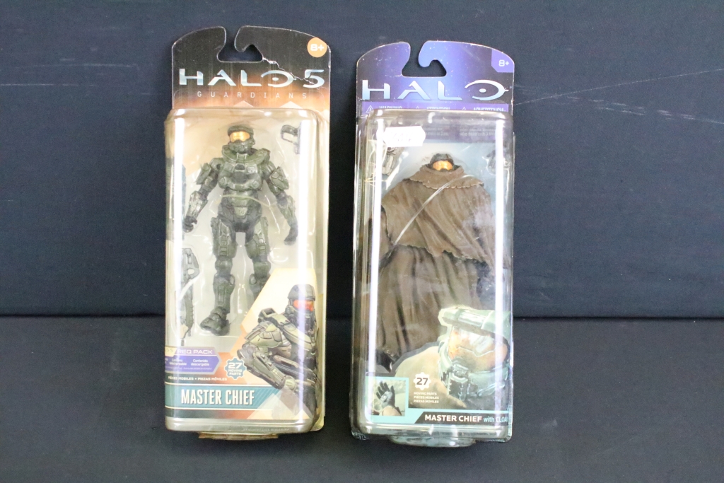Three boxed and carded Halo figures to include boxed Neca Halo Master ...
