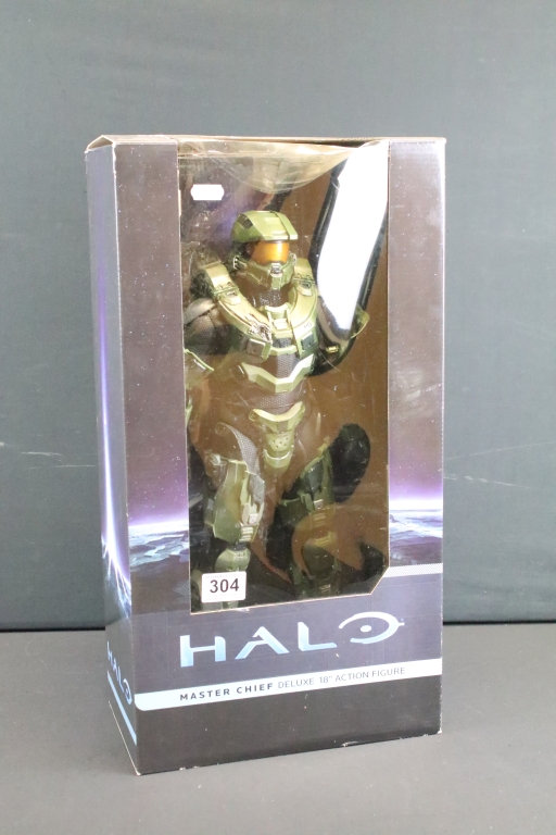 Three boxed and carded Halo figures to include boxed Neca Halo Master ...