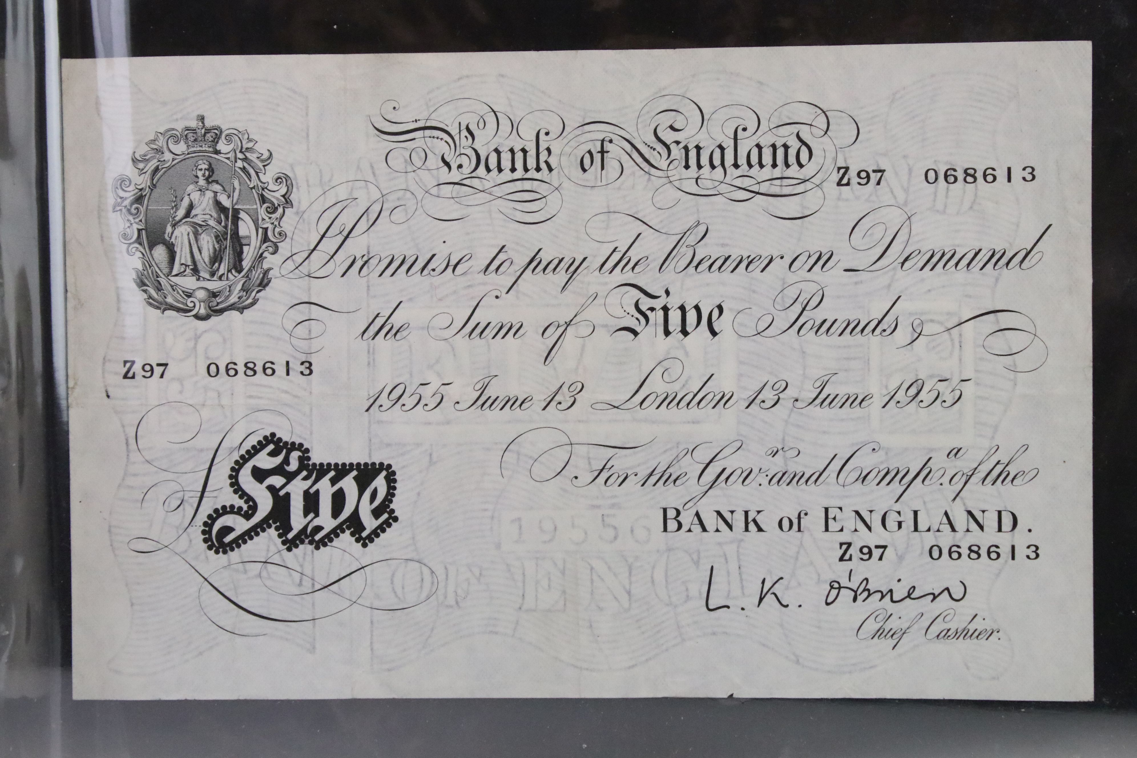A British Bank Of England 1955 White Five Pound / £5 Banknote, Chief ...