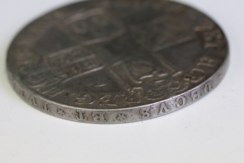 A British Queen Anne 1708 early milled silver full crown coin.