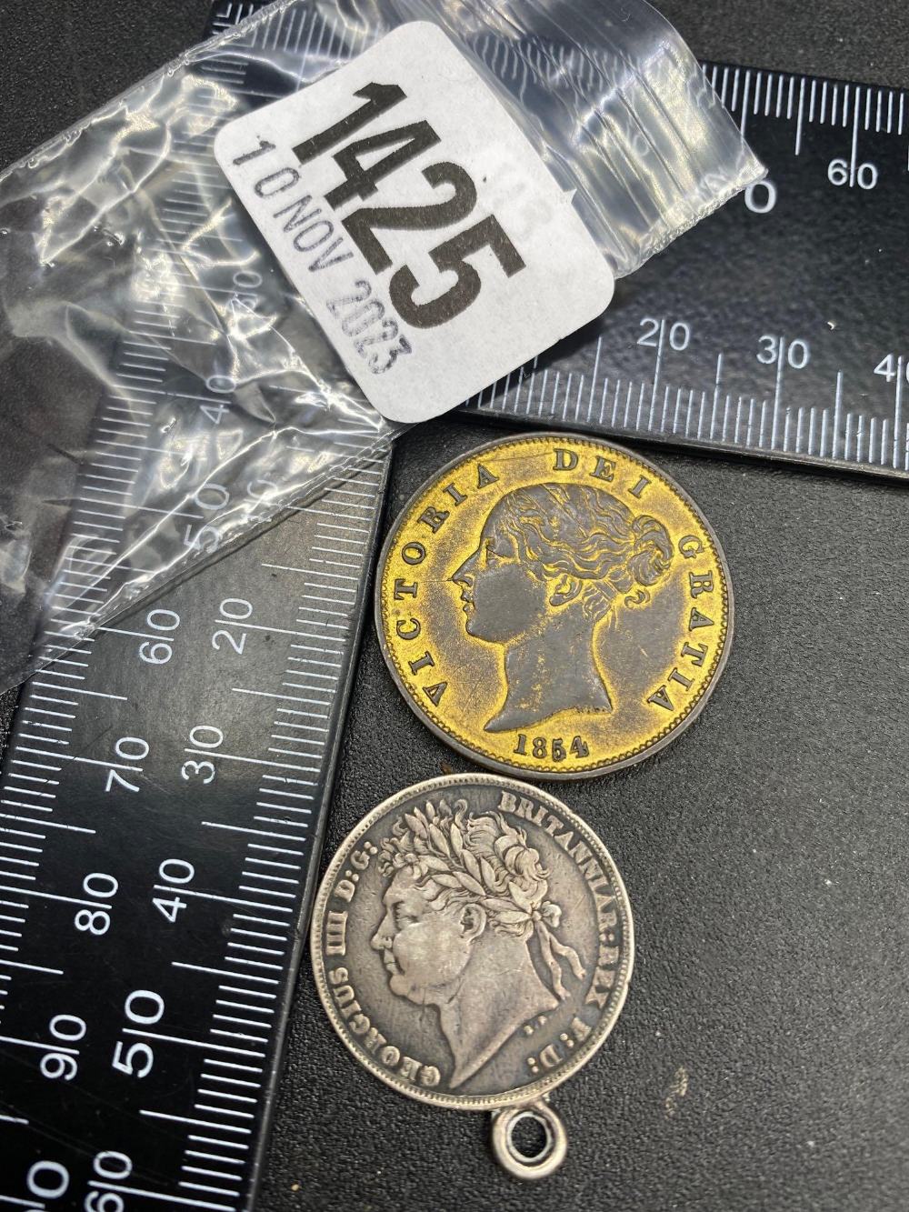1854 half penny and shilling 1821
