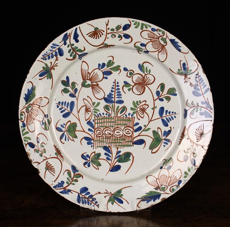 An Attractive 18th Century English Delft Charger, Circa 1760, probably ...