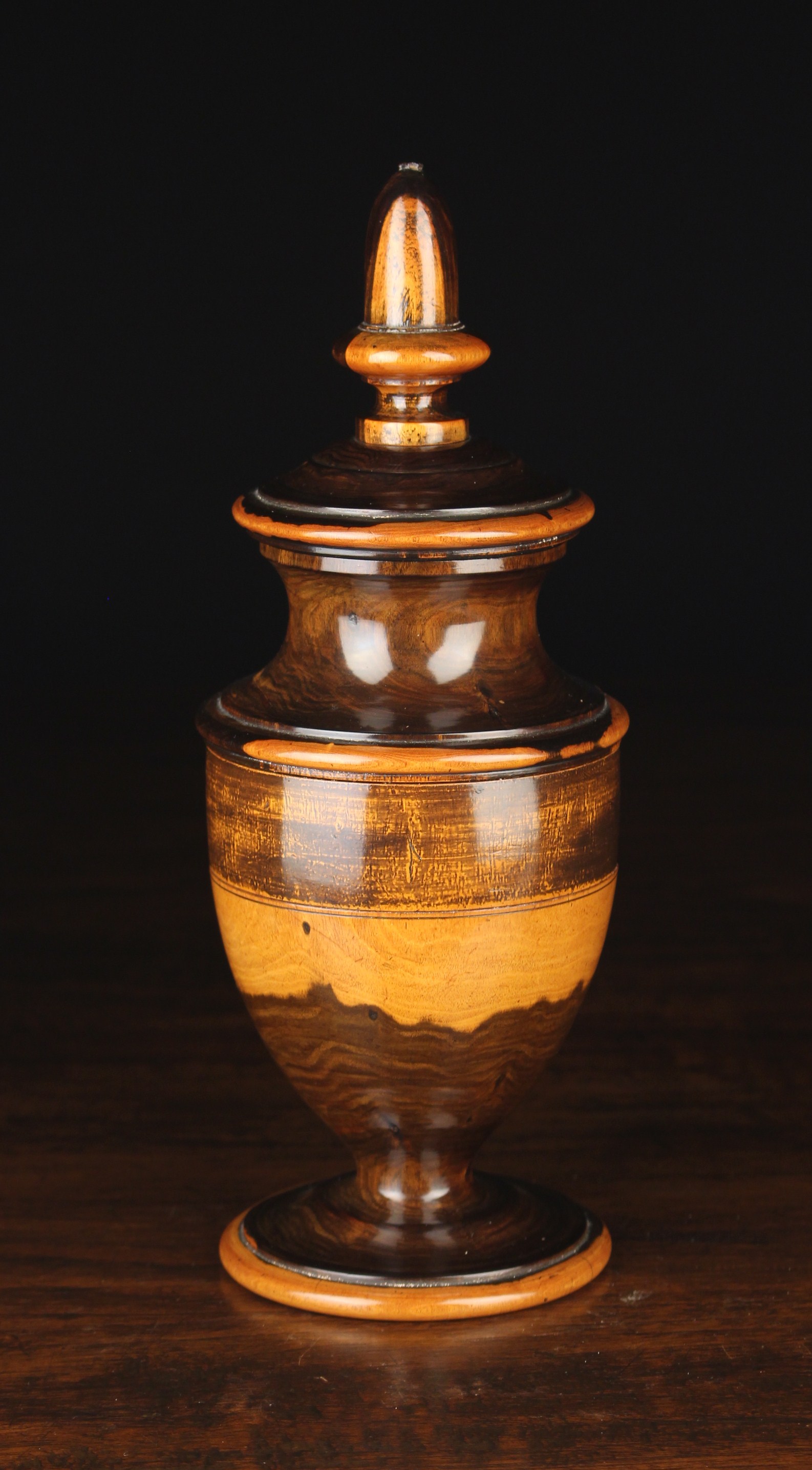 A Fine 19th Century Lignum Vitae Coffee Grinder turned from heart wood ...