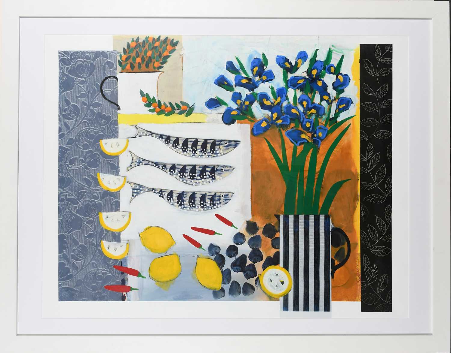 Φ Relton Marine (Christine Relton and Tom Marine) Iris and Fish Signed ...