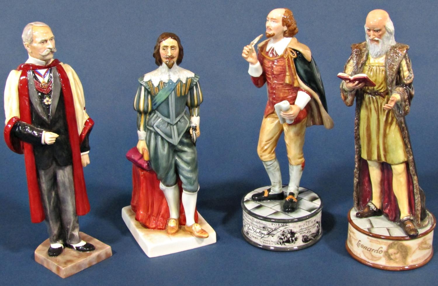 Four bone china figures comprising Royal Doulton William Shakespeare ...