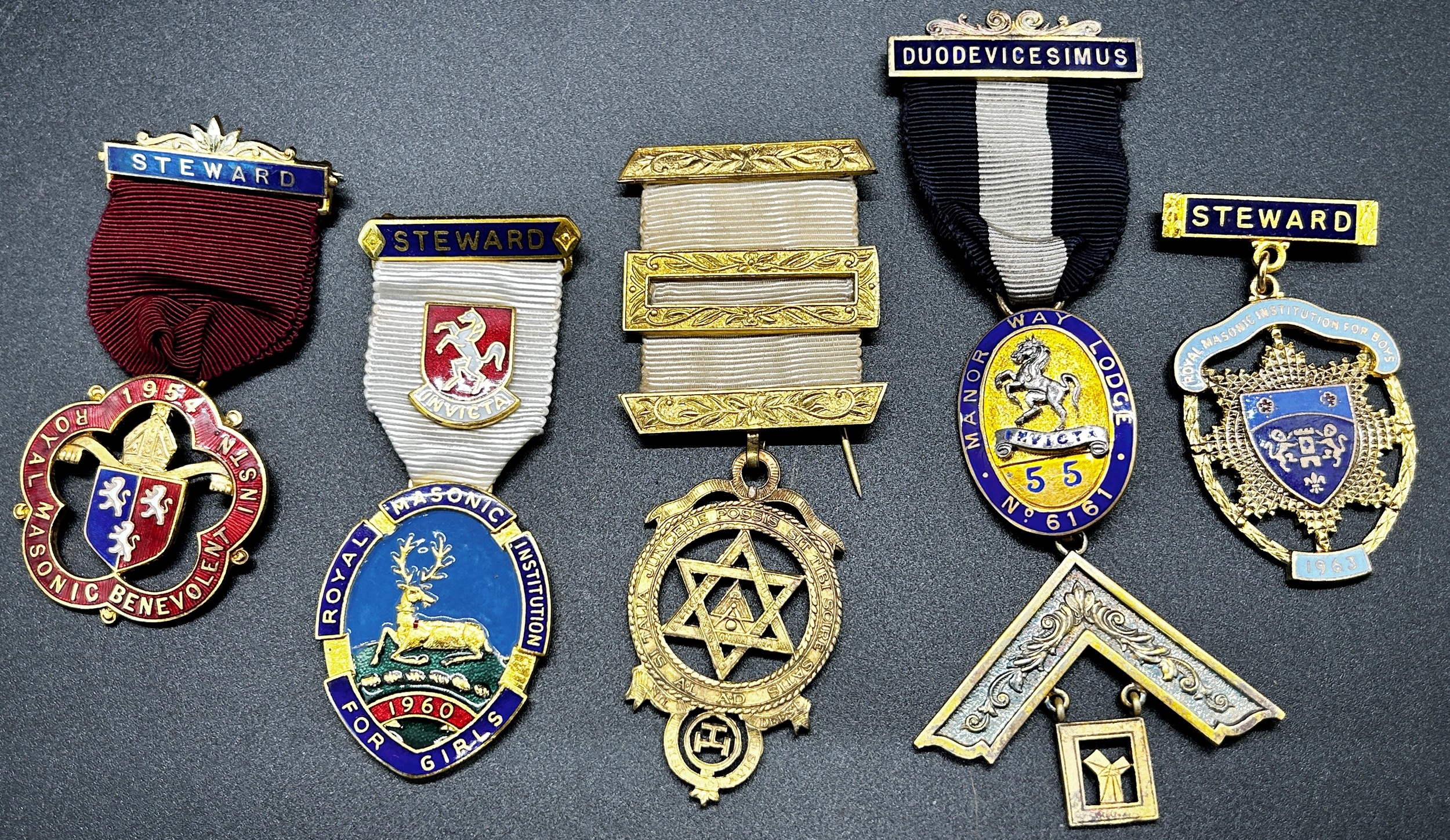 Collection of Masonic Regalia mainly QEII period in a teakwood ...