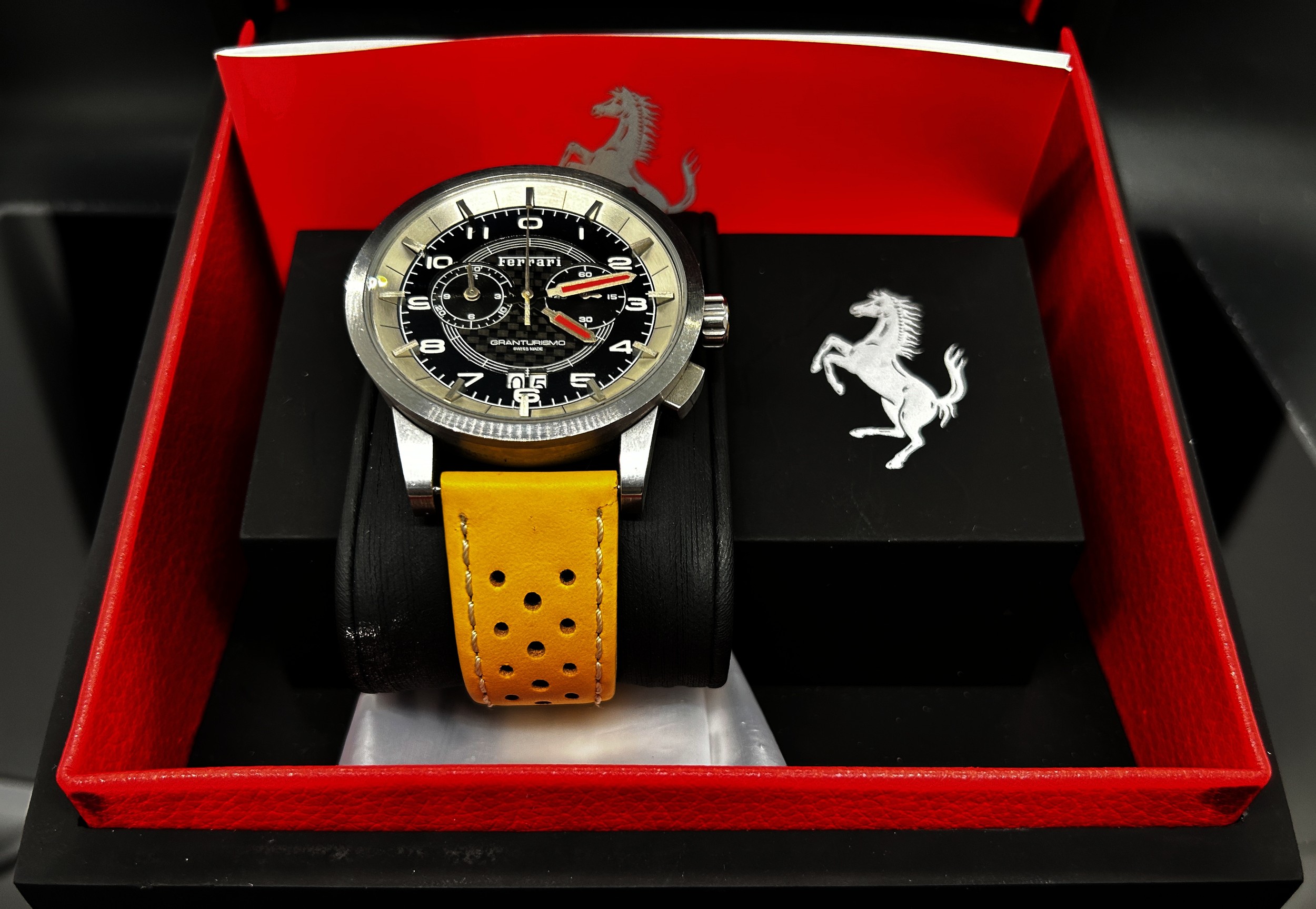 A Ferrari ‘Granturismo’ Chronograph gentleman’s wristwatch, with woven ...