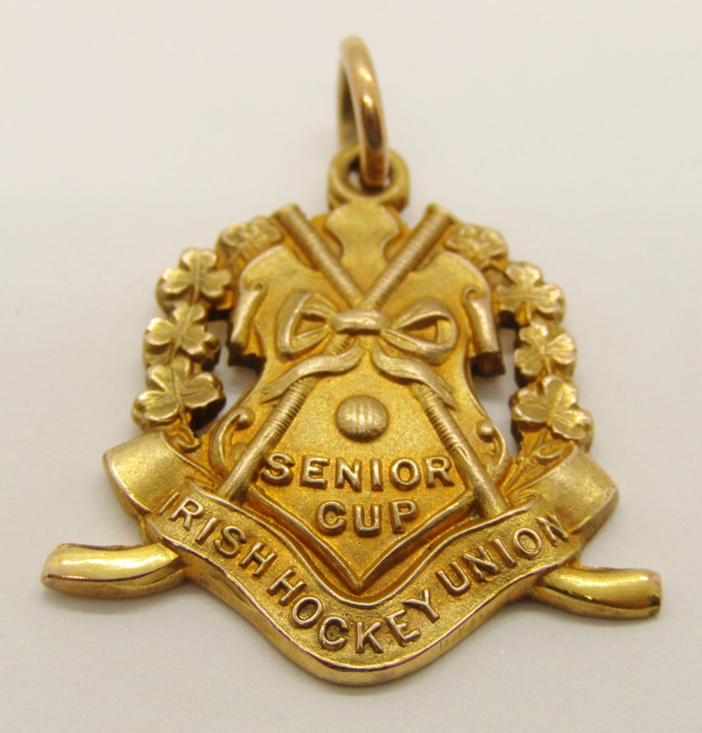 9ct 'Irish Hockey Union Senior Cup' medal fob, maker 'W.S&S ...