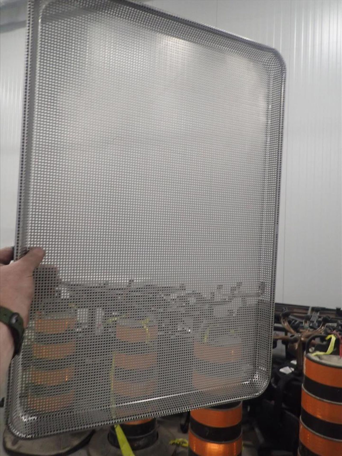 (300) aluminum perforated trays, 18 in. x 26 in.
