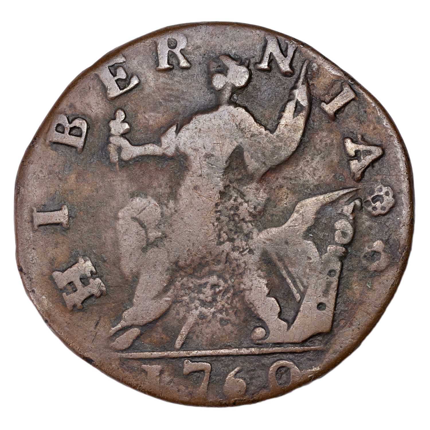 Ireland, George III, Voce Populi Halfpenny, 1760, P below bust, (Nelson ...