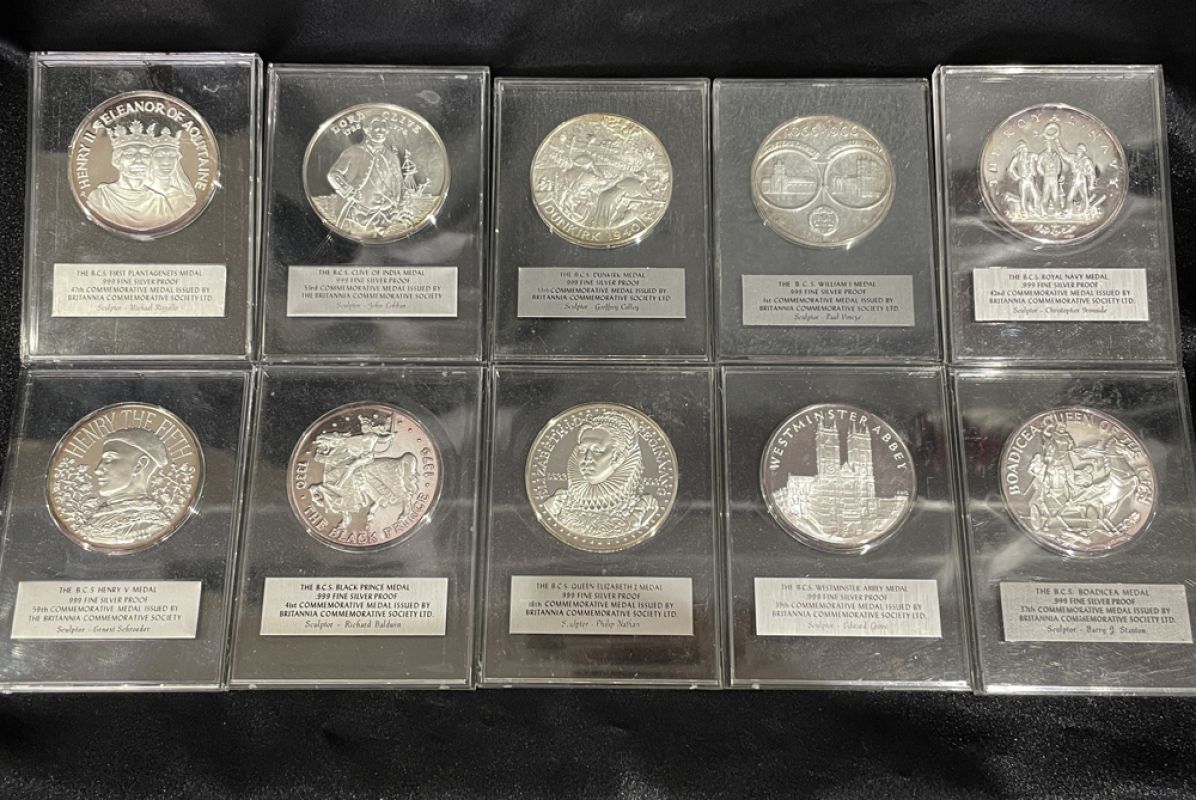 UNITED KINGDOM. Britannia Commemorative Society. Silver medal set, 1966 ...
