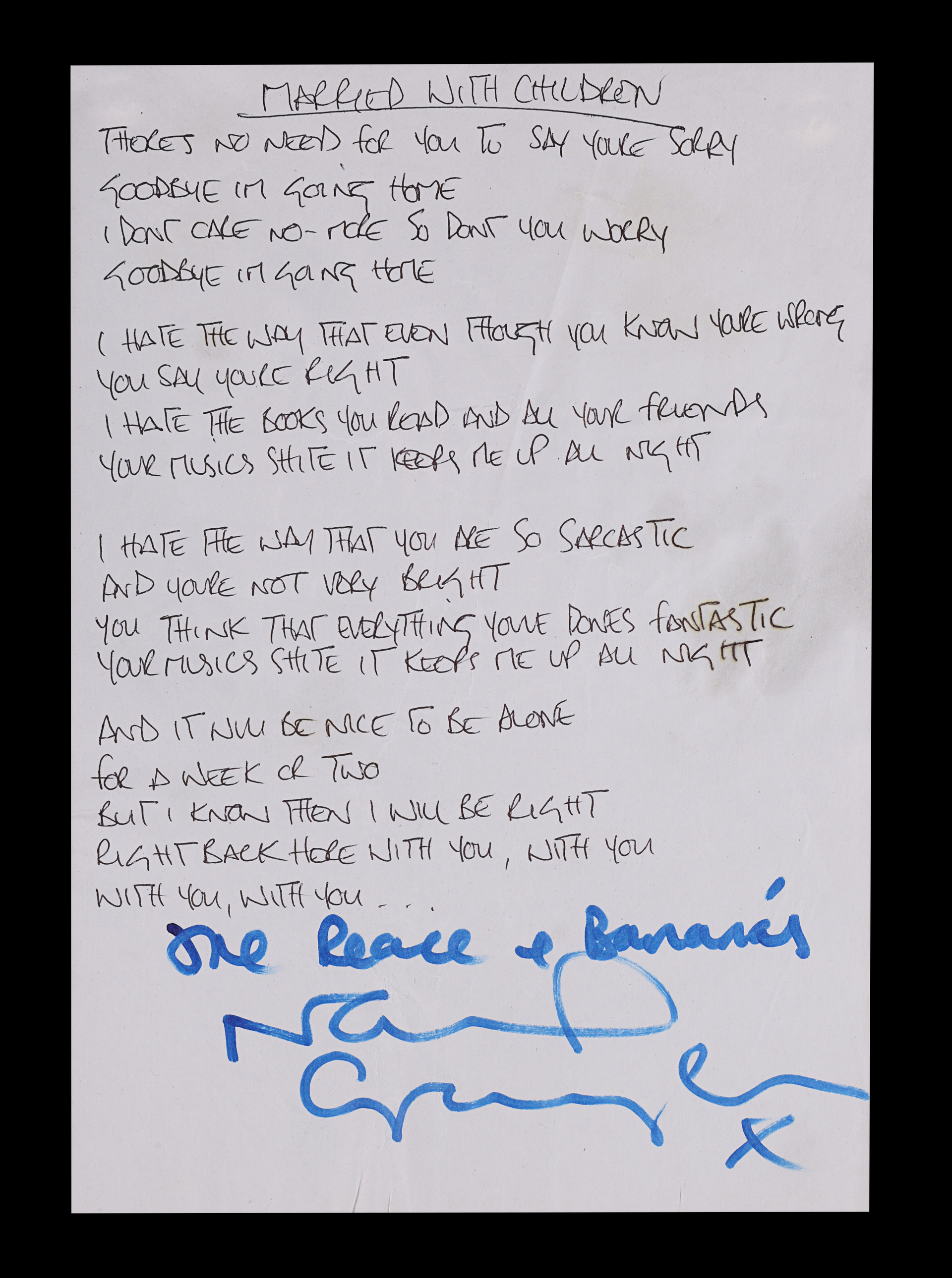 OASIS - Complete Set of Definitely Maybe Album Song Lyrics Handwritten ...