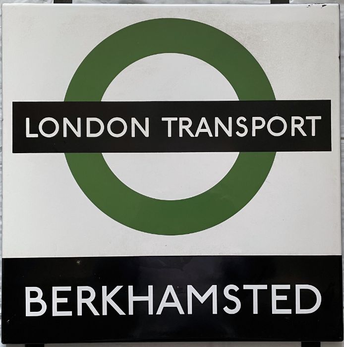1950s/60s London Transport enamel BUS STOP SIGN 'Berkhamsted' from a ...