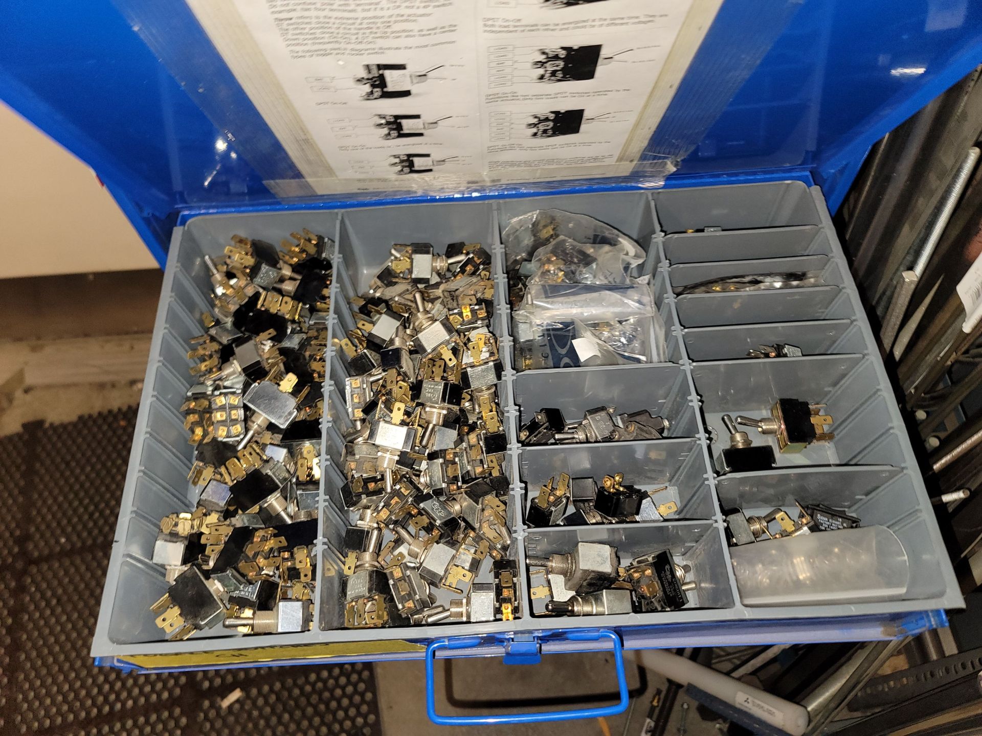 LOT - FASTENAL & WURTH PARTS CABINETS FULL OF ELECTRICAL CONNECTORS ...