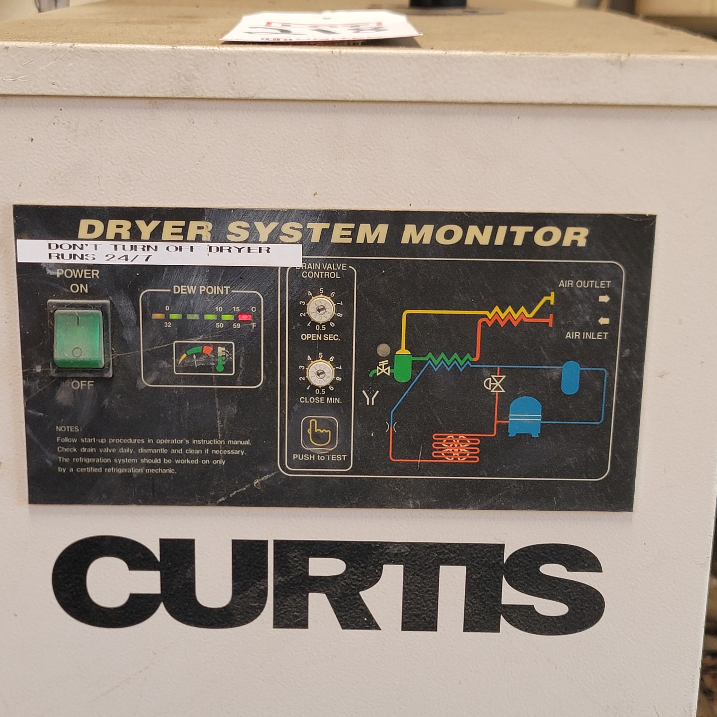 2005 CURTIS REFRIGERATED AIR DRYER, MODEL 100, S/N 05BHX2019