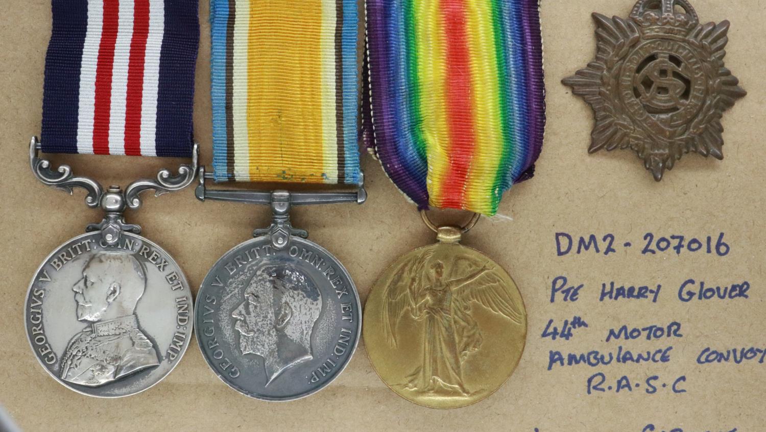 WWI Military Medal Group Awarded to DM2.207016 Pte Harry Glover 44th ...