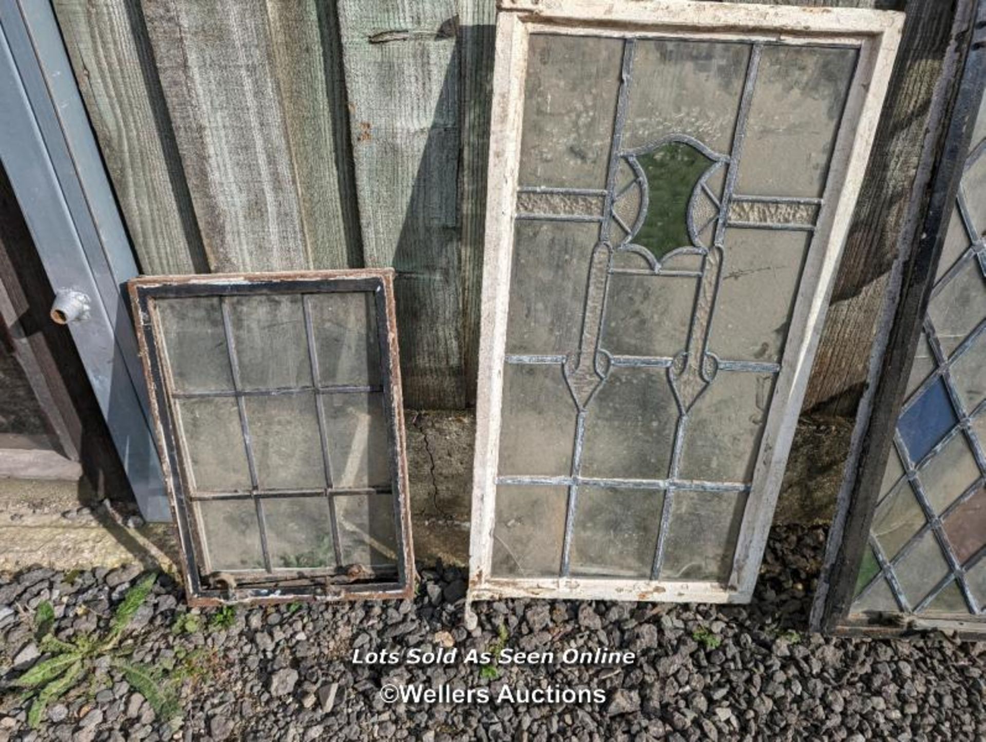 4 crittall windows with leaded glass panels. For restoration. Sizes ...