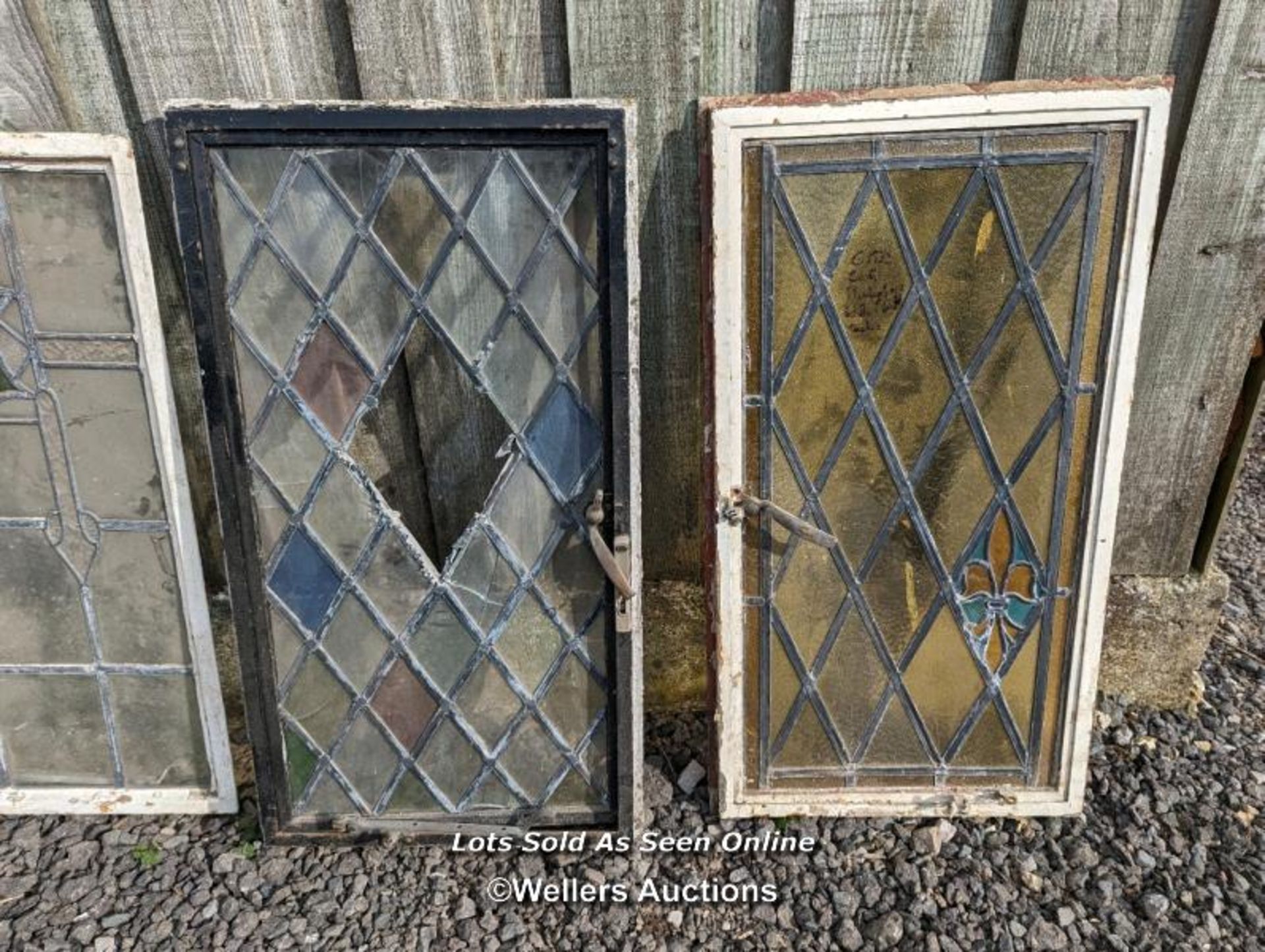 4 crittall windows with leaded glass panels. For restoration. Sizes ...