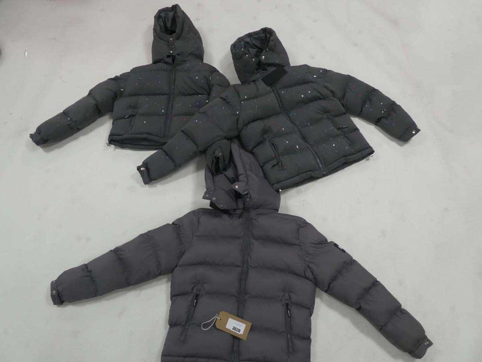 +VAT Three Nvlty London puffer jackets, sizes 14, medium and large