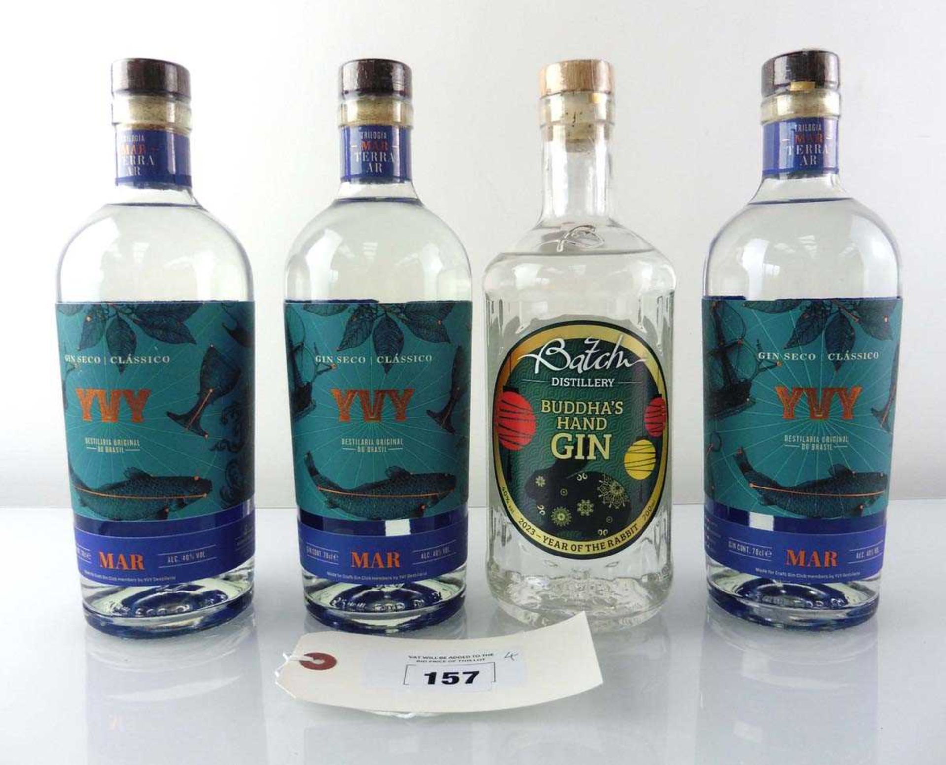 +VAT 4 bottles of Gin, 1x Batch Distillery Burnley Buddha's Hand Gin ...