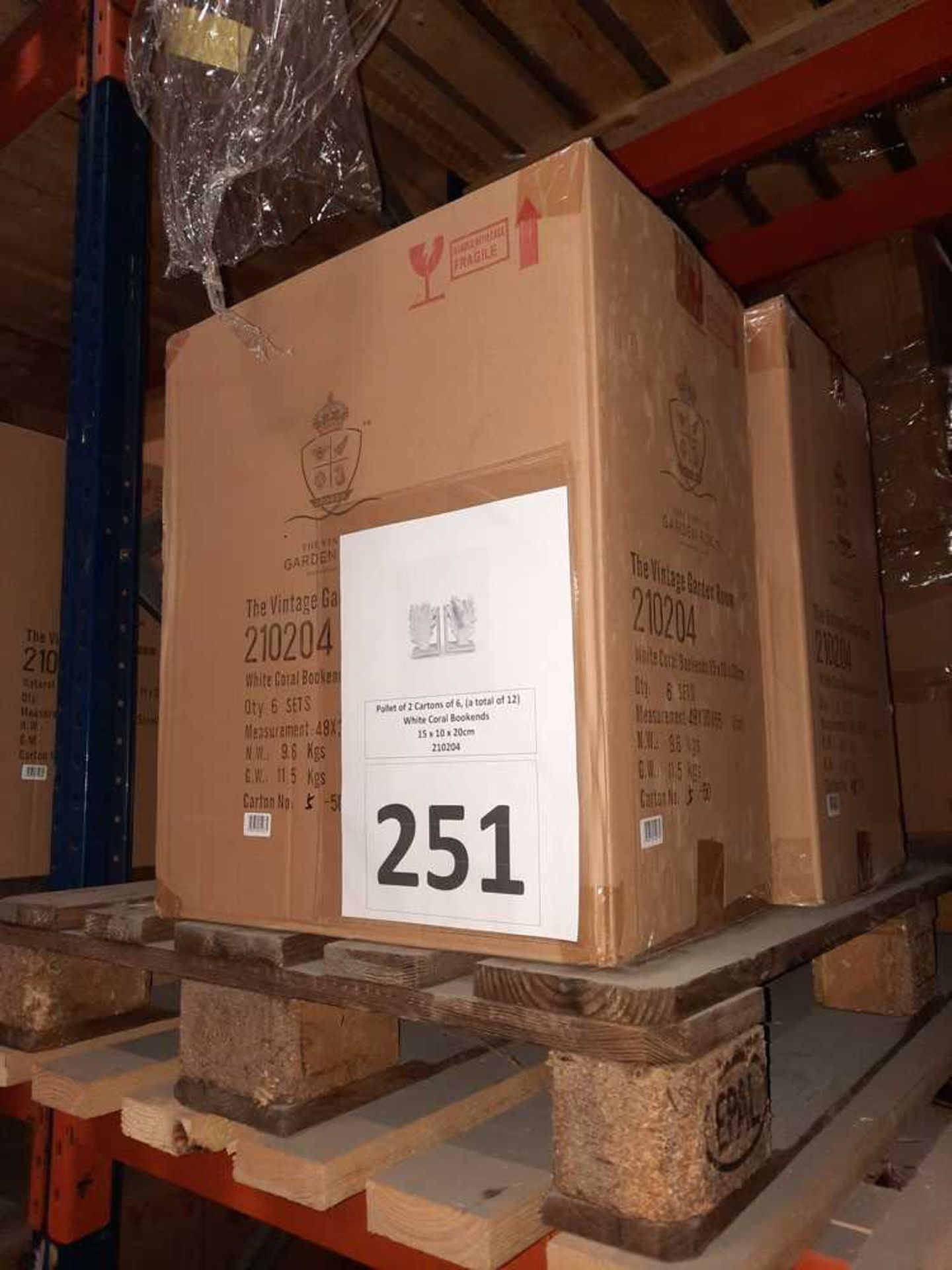 +VAT Pallet of 2 Cartons of 6, (a total of 12) White Coral Bookends 15 ...