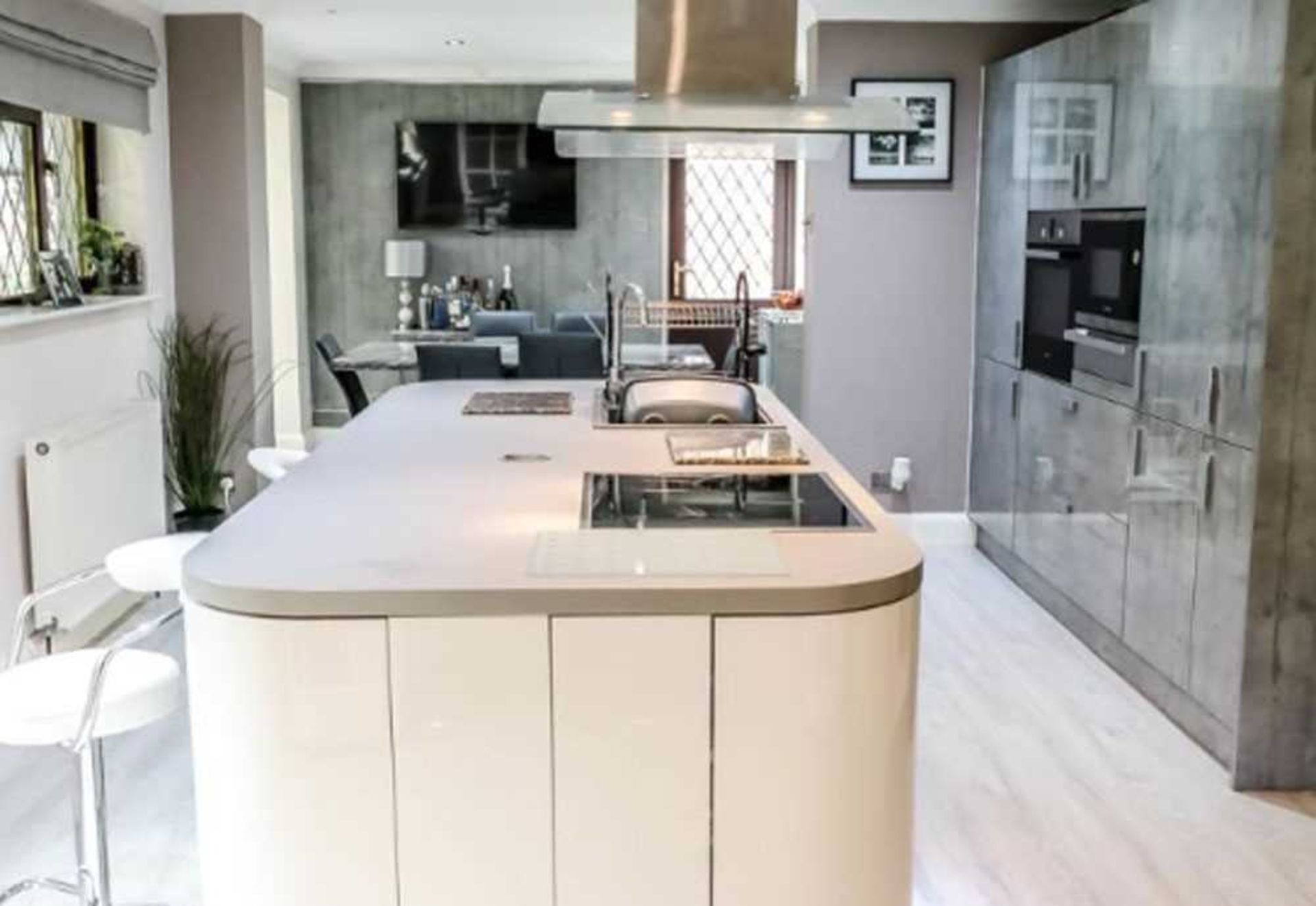 +VAT Modern grey marble gloss finish kitchen comprising floor and wall ...